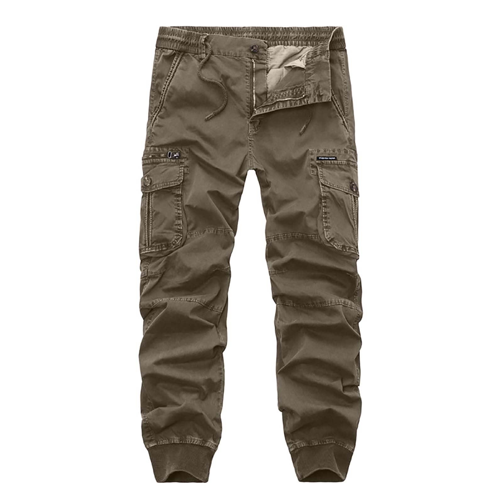 Elvqul Straight-Leg Cargo Pants for Men Daily Coffee Pullover Fashion ...