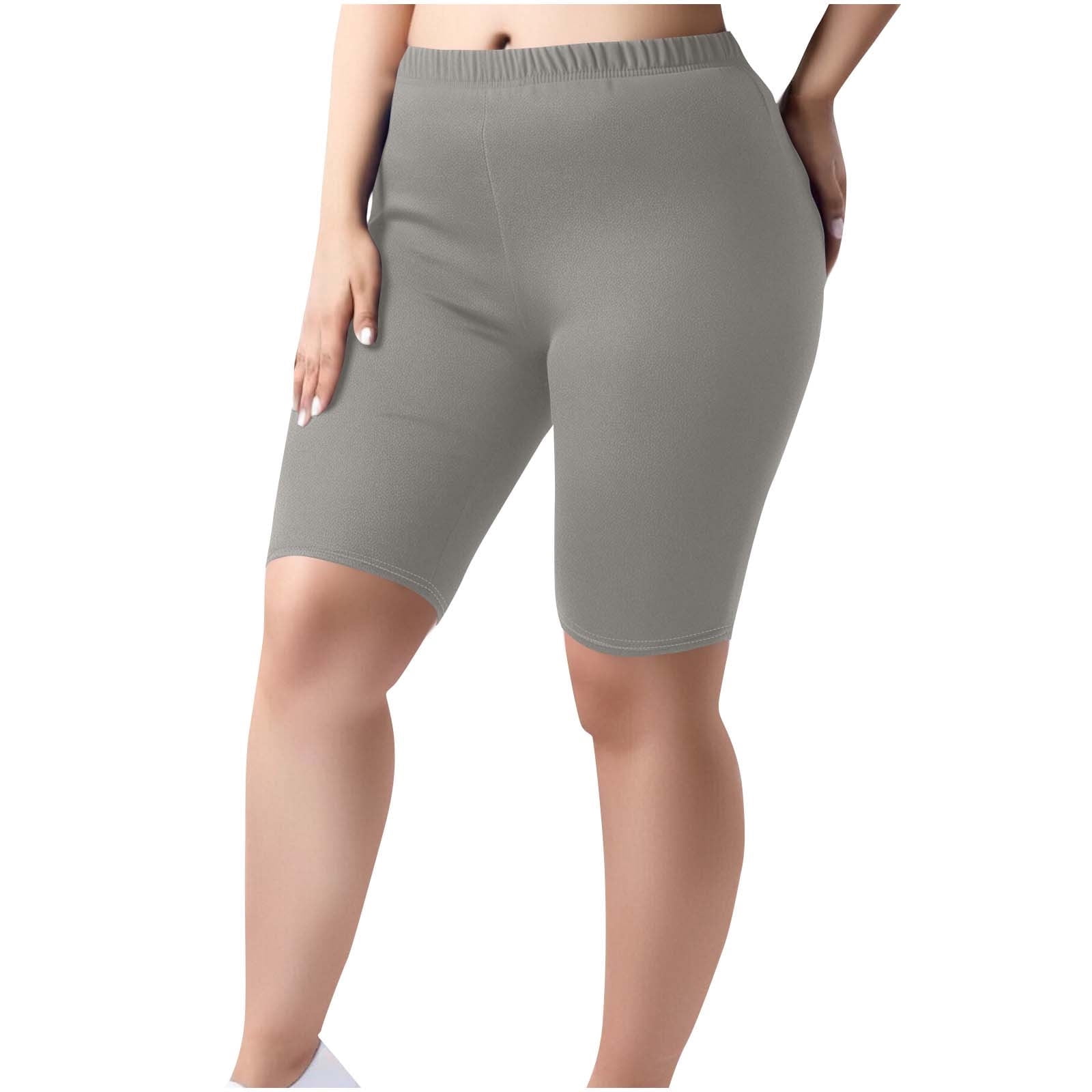Elvqul Tight Shorts Women Workout Elastic Yoga Solid Biker Shorts Gray ...