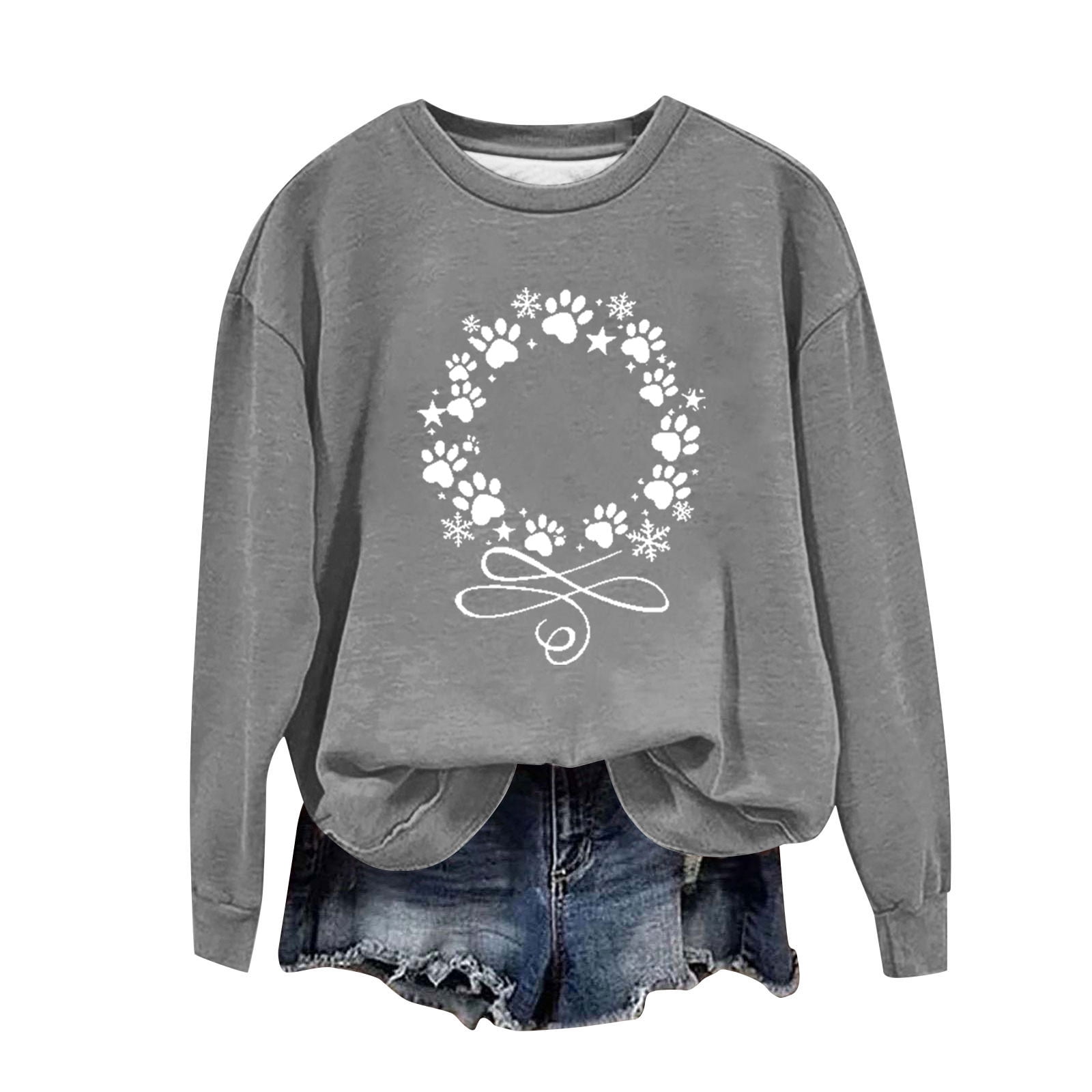 Elvqul Tunic Sweatshirts for Women Graphic Sweatshirts Loose Long ...