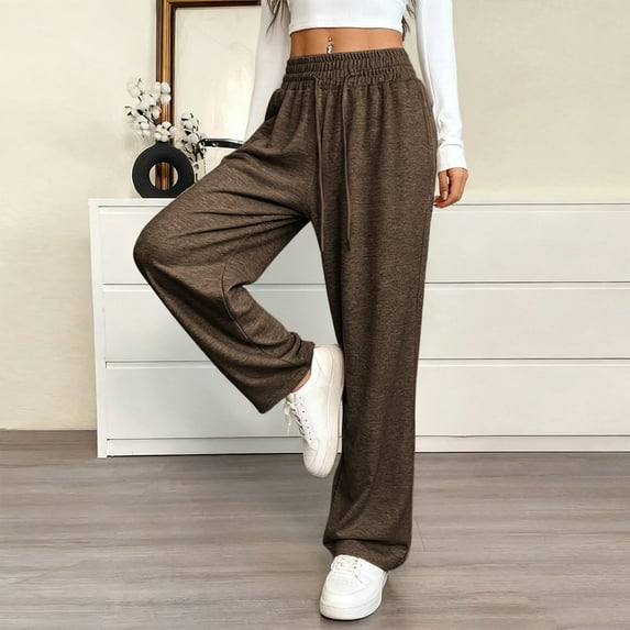Elvqul Vintage Pants for Women Straight Leg Trousers Solid Winter Womens Bottoms Casual ...