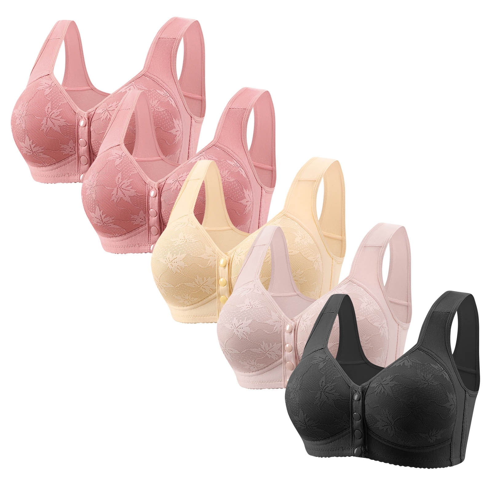 Elvqul Wireless Bras Women Plus Size Black Adjustable Push up Front ...