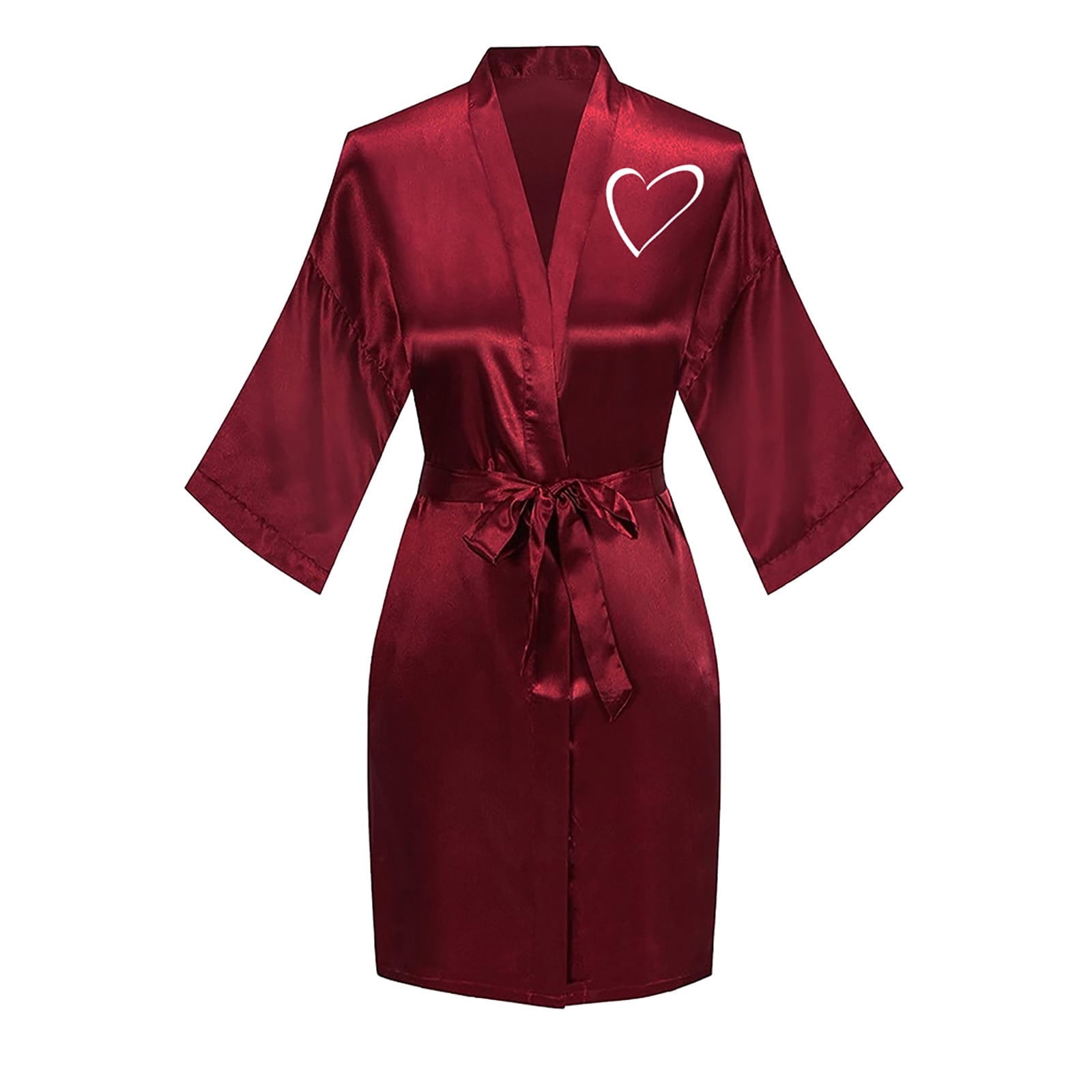 Elvqul Women's Robes Satin Silk Night Robe for Women Comfortable Red ...