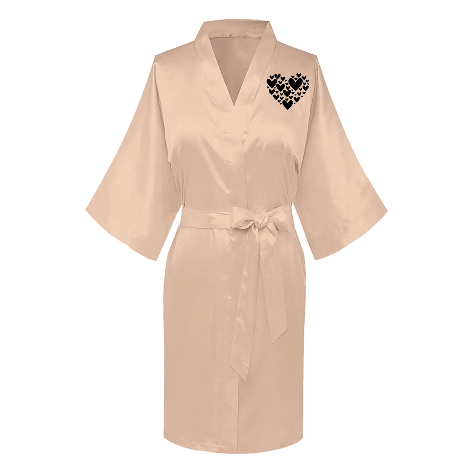 Elvqul Women's Satin Robe Clearance Women's Silk Robes Yellow Long ...