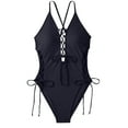 Elvqul Womens Bathing Suits 1 Piece Swimsuits Summer Plain Wrap Tie ...