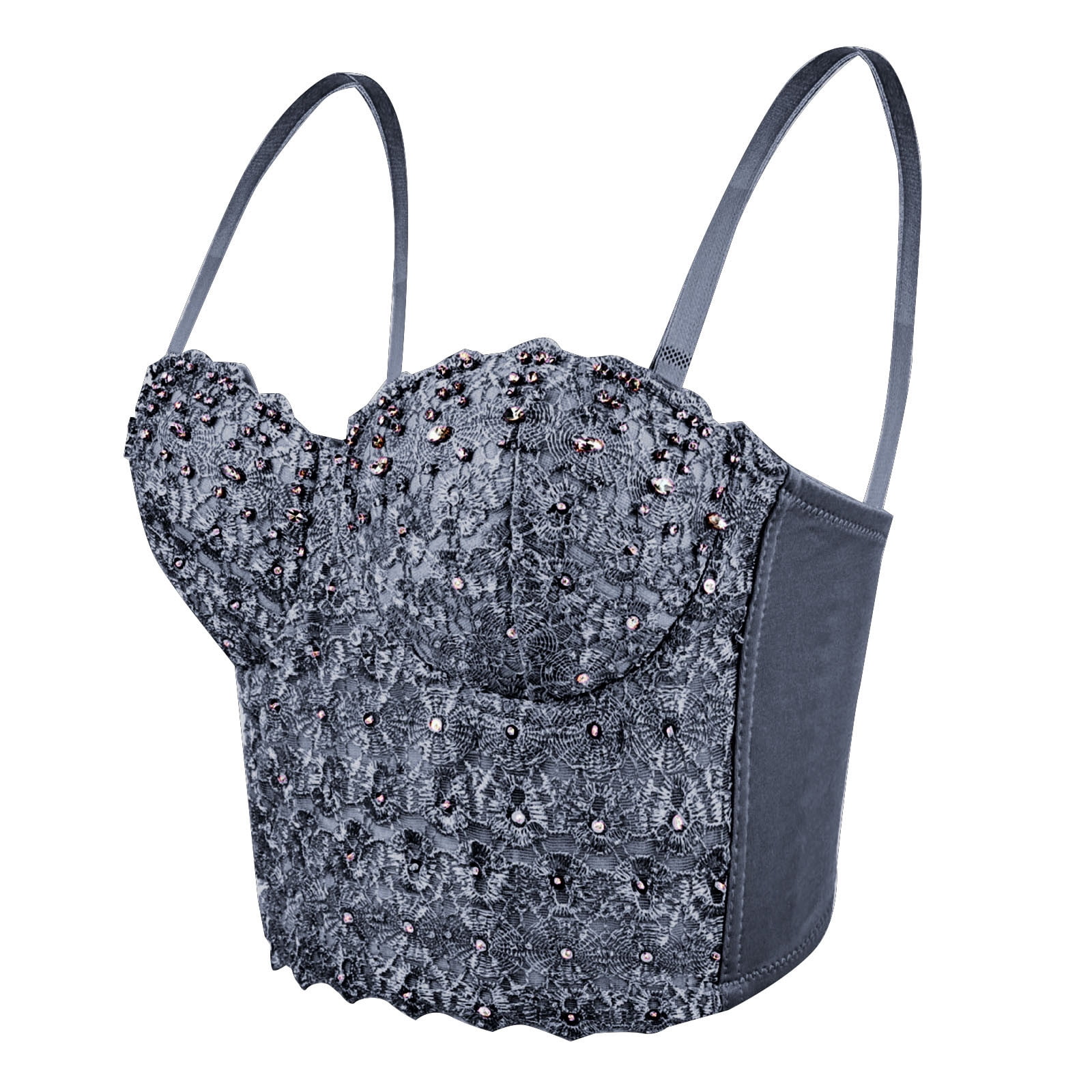 Elvqul Womens Bodyshaper Corsets Waist Lace Up Bustier Shapewear Solid ...