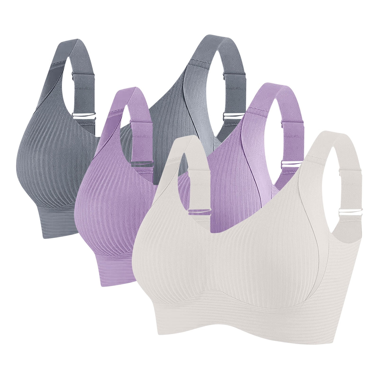 Elvqul Womens Bras Running Sports Bra Full Coverage Seamless Wirefree ...