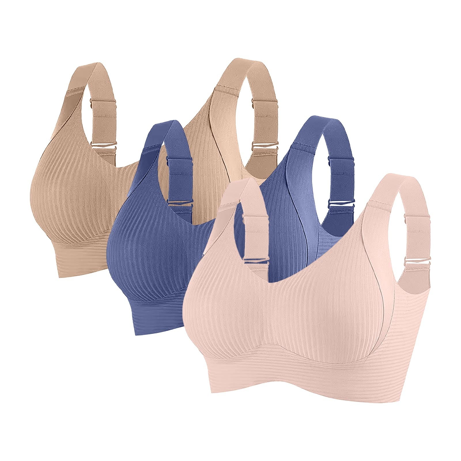 Elvqul Womens Bras Yoga Seamless Sports Bra Full Coverage Wireless 3 ...