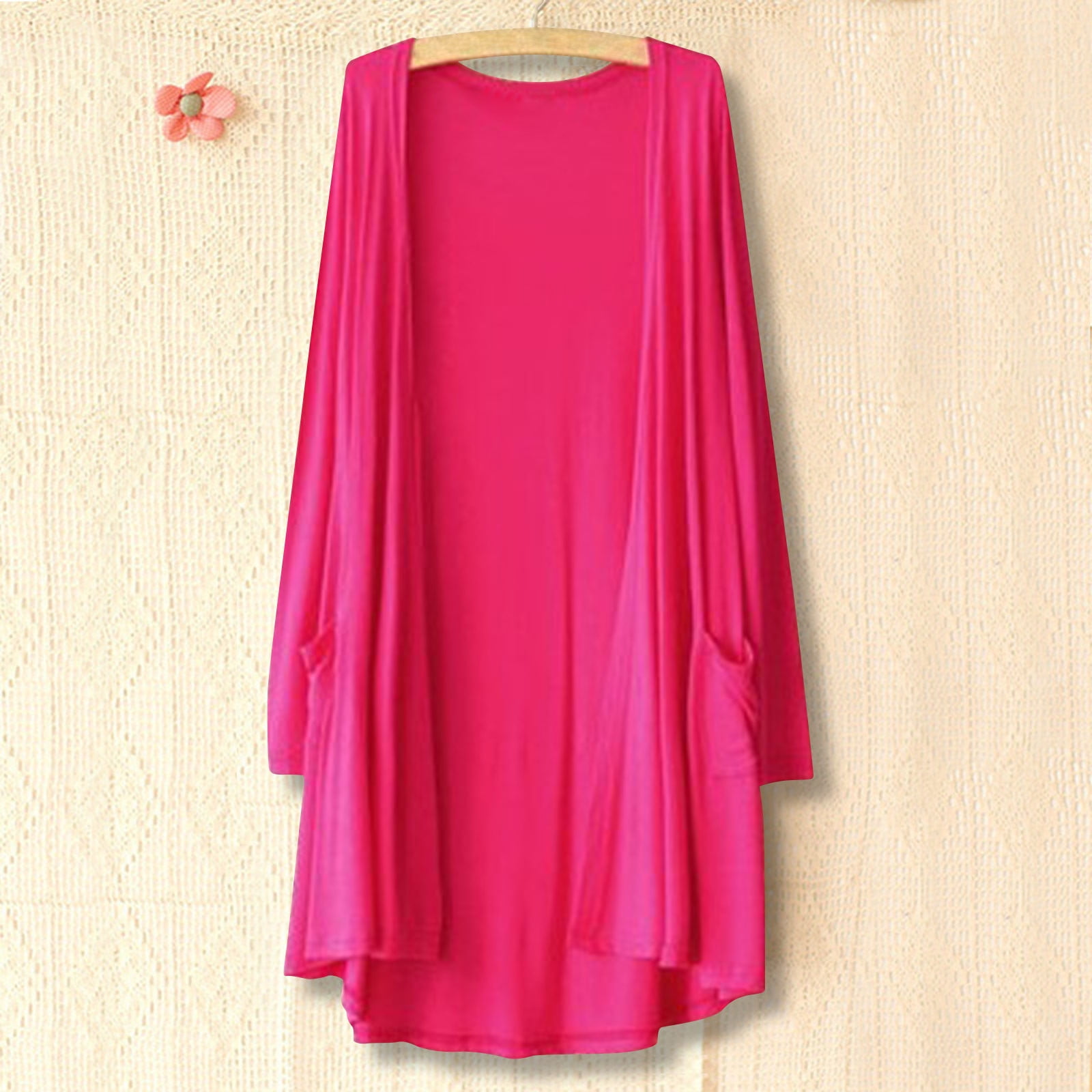 Elvqul Womens Cardigans Plus Size Long Sleeve Long Hot Pink Sweater for ...
