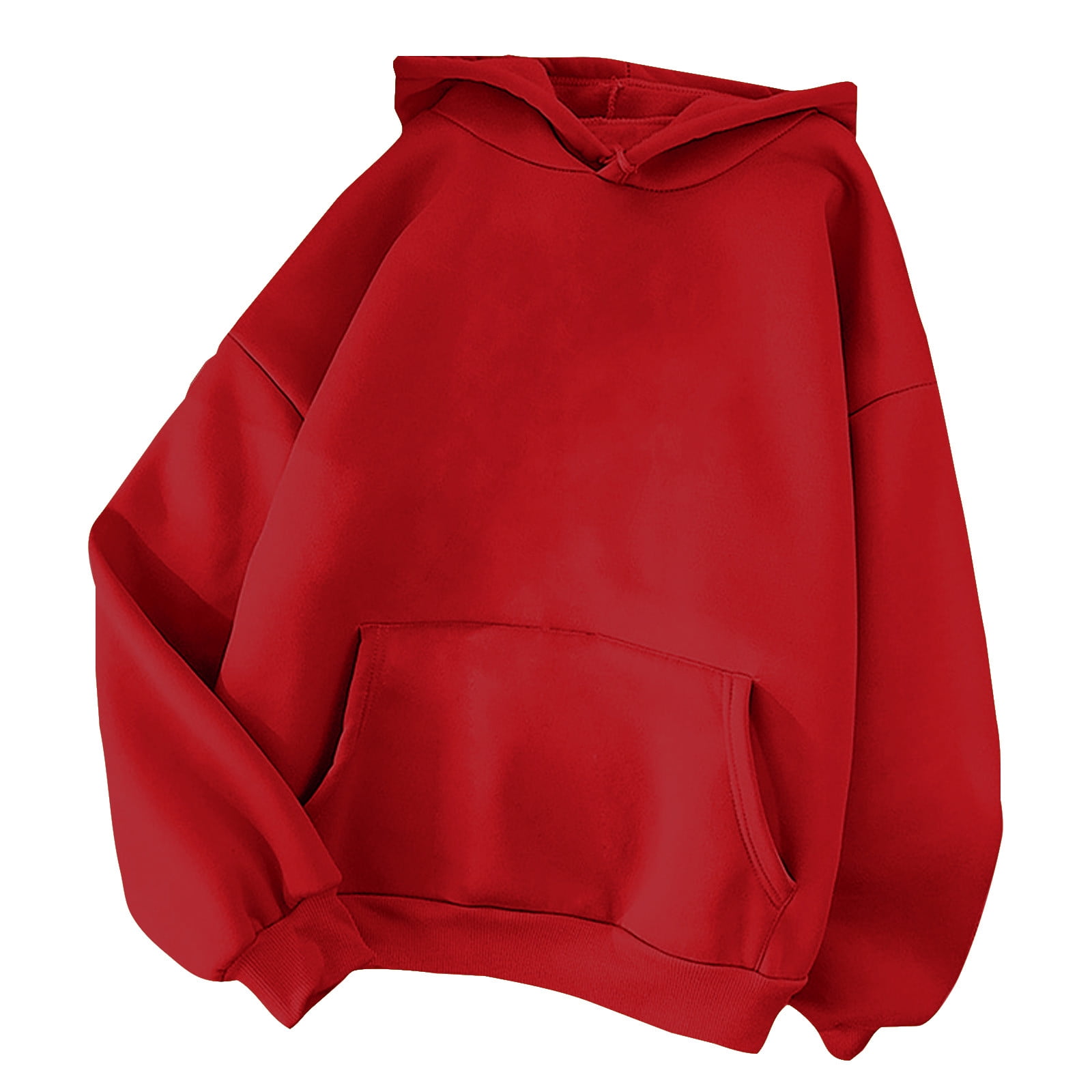 Elvqul Womens Hoodies Comfy Red Sweatshirts for Women Solid Blouse ...