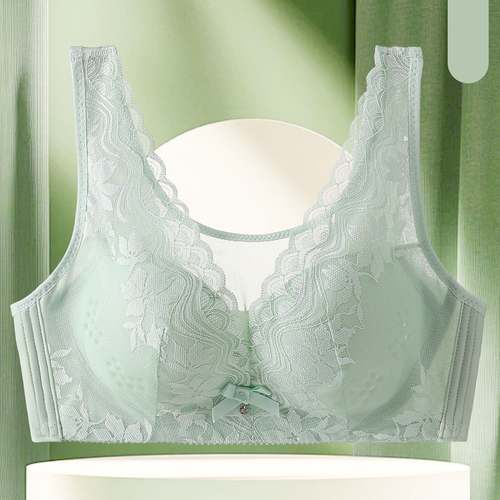 Elvqul Womens Lightweight Bras Breathable Plus Size Green Comfy ...