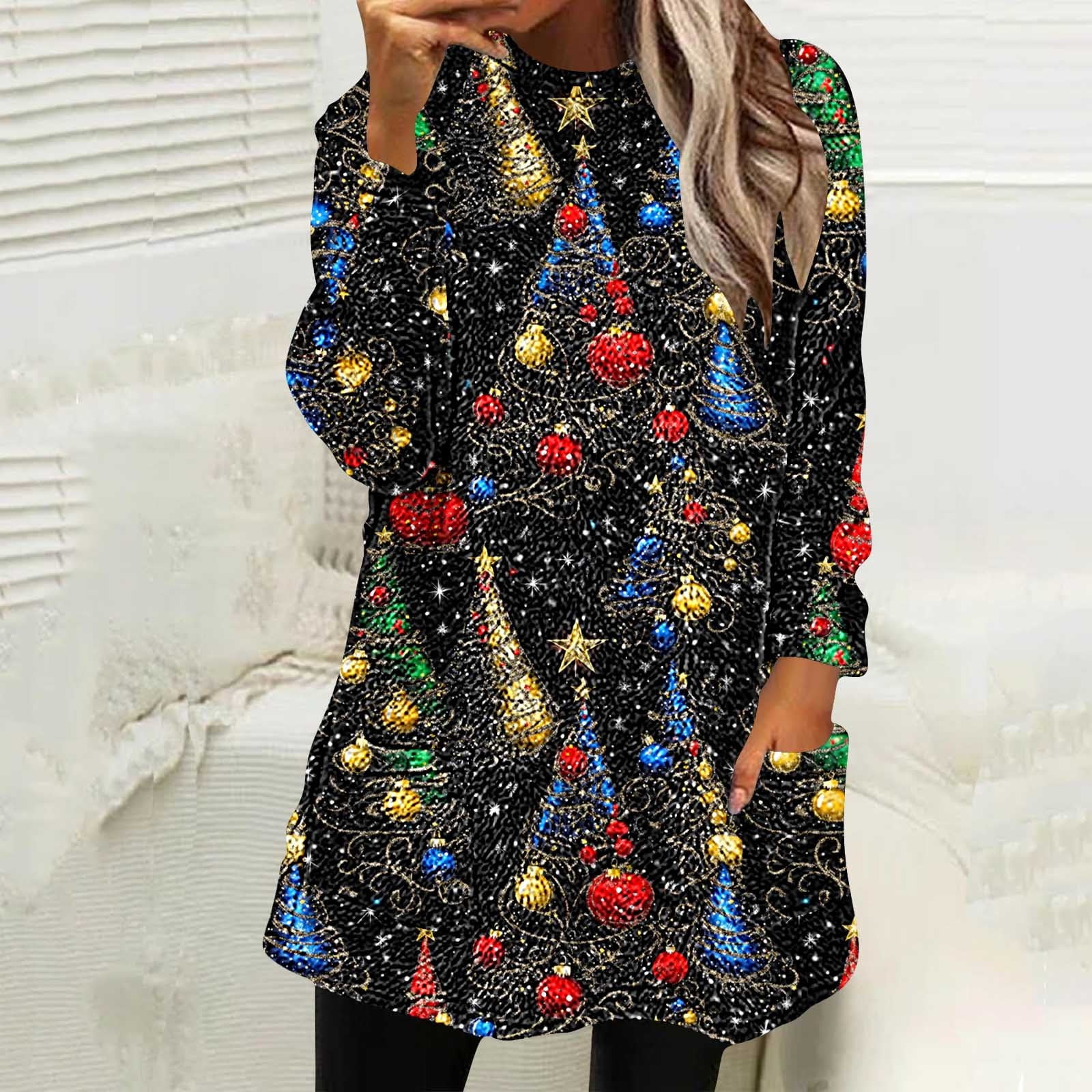 Elvqul Womens Long Sleeve Sweatshirts Loose Hooded Sweatshirts Pattern ...