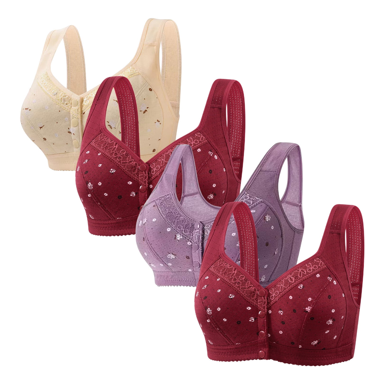 Elvqul Womens Plus Size Bras Push Up Bra Standard Straps 4 Piece ...