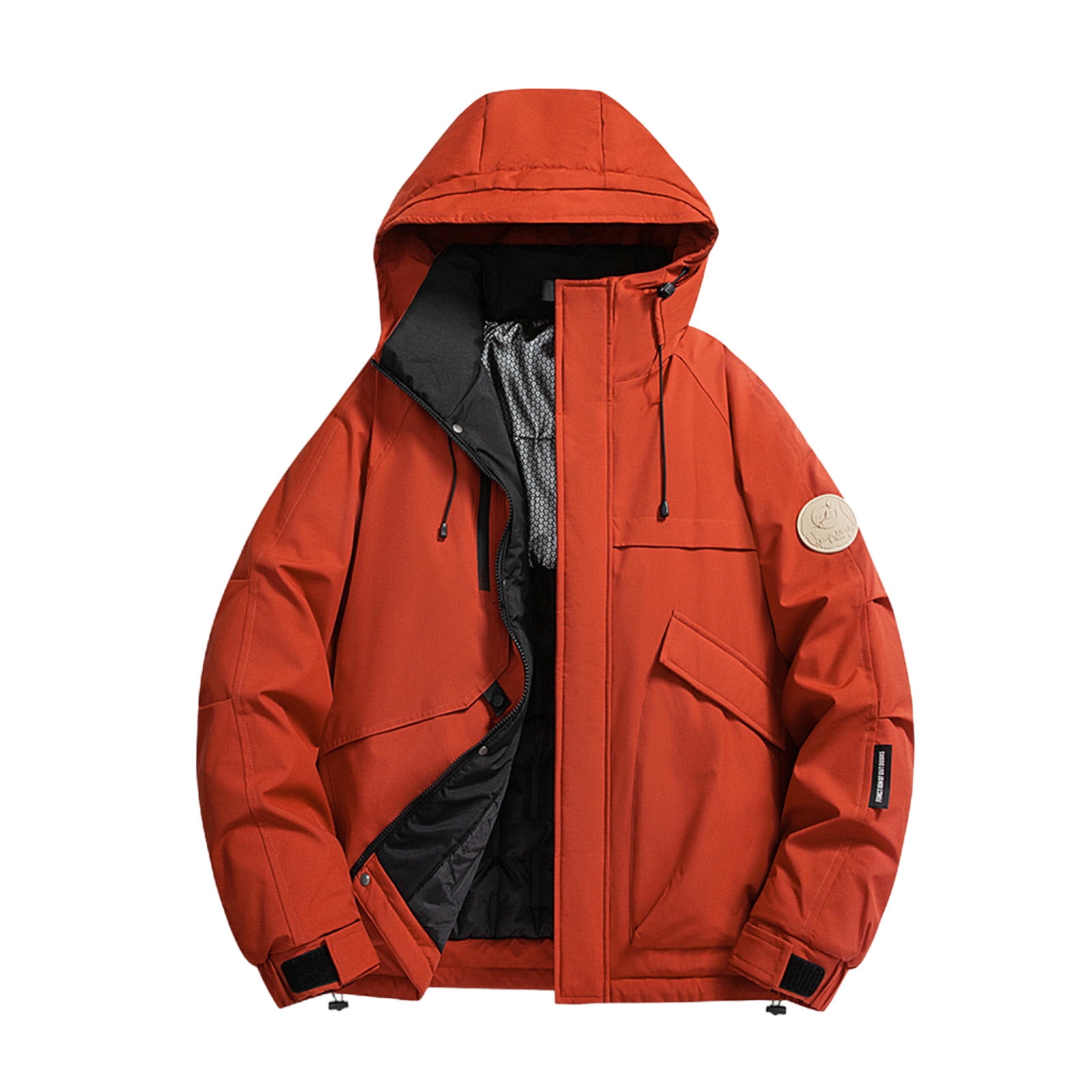 Elvqul Womens Rain Jackets Red Long Sleeve Solid Color Jackets ...