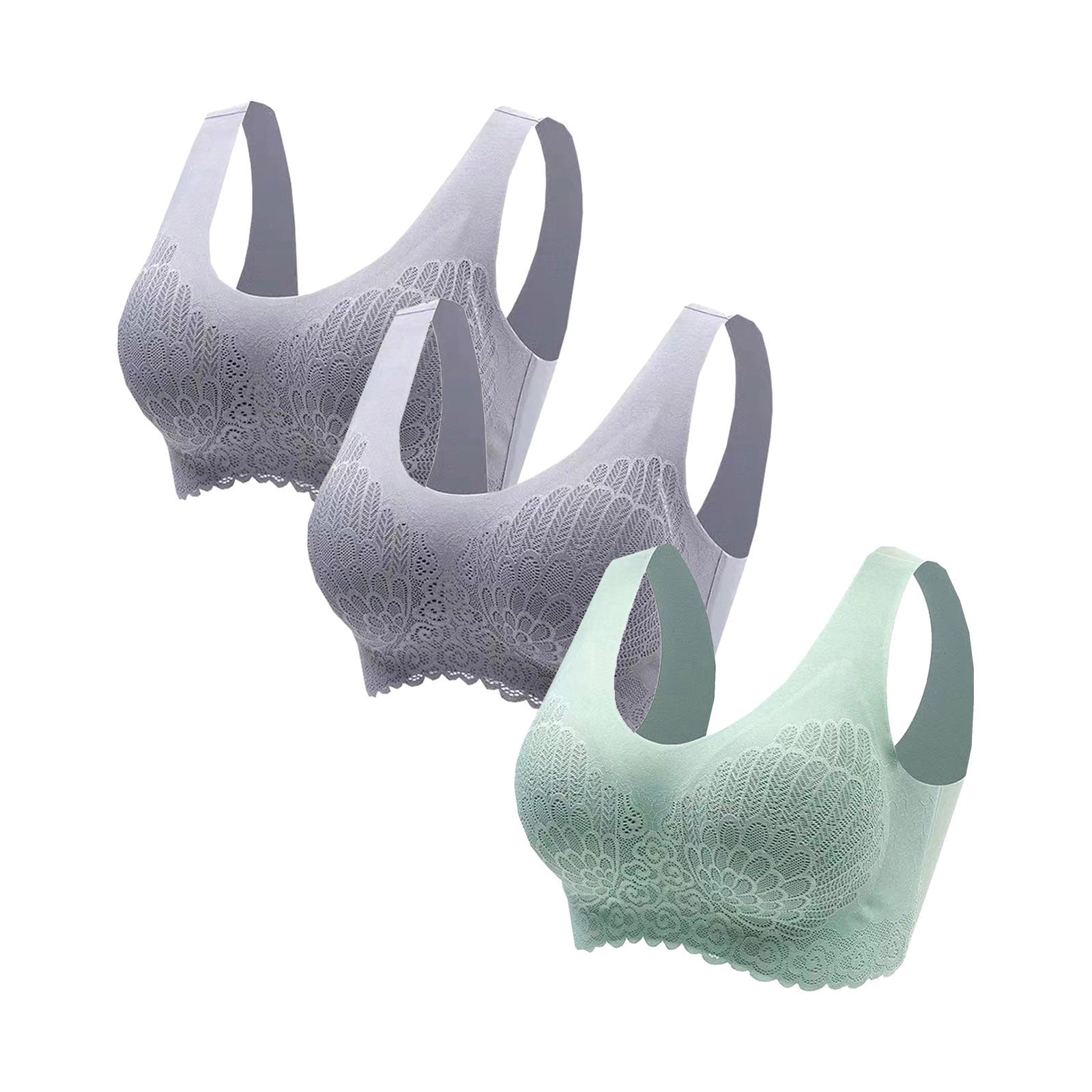 Elvqul Womens Sports Bras Wireless Seamless Bralette Comfy High Impact ...