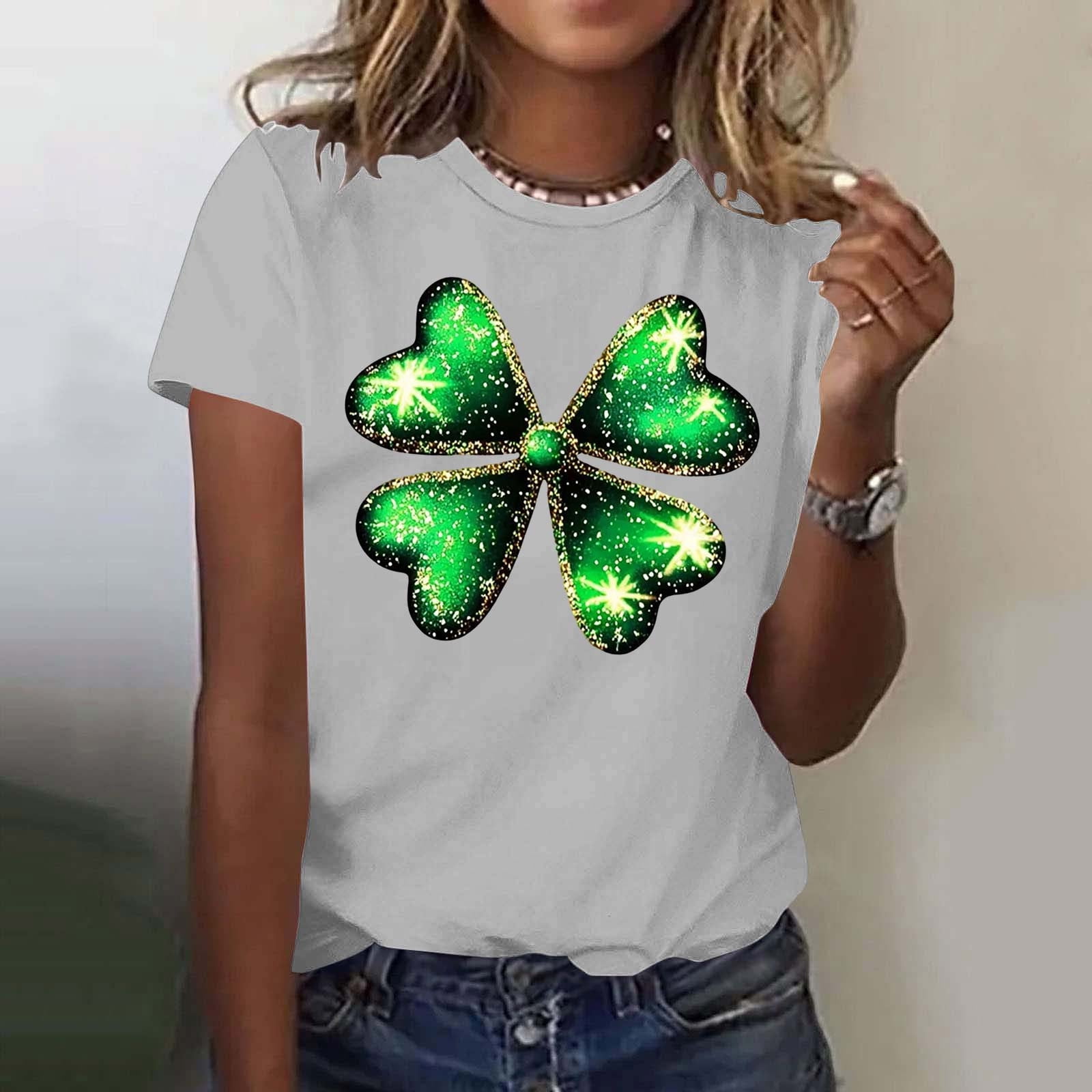 Elvqul Shirts for Women Plus Size T Shirts Stylish St Patricks Day Crew ...
