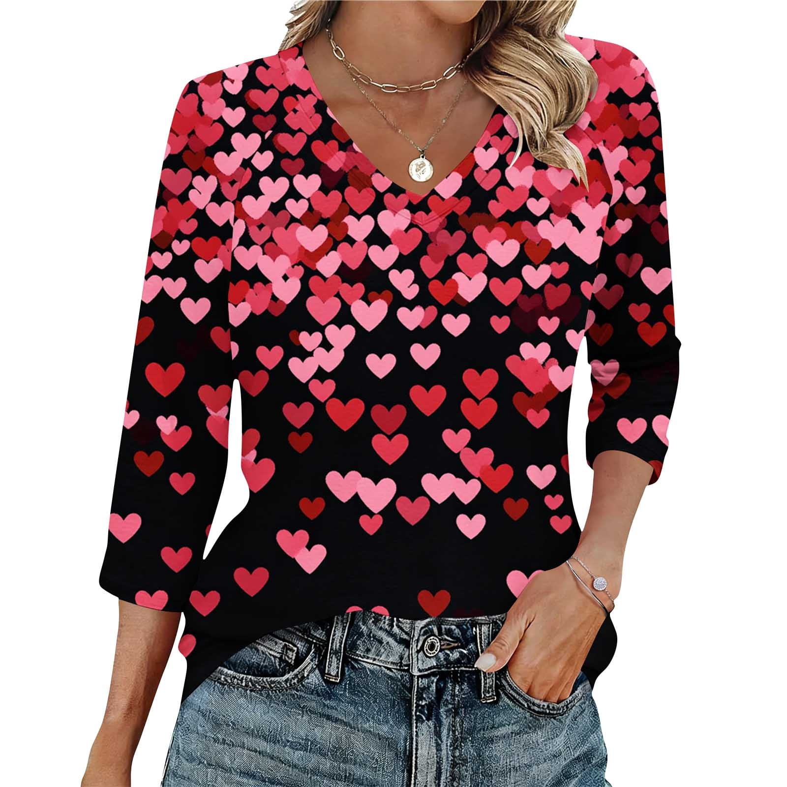 Elvqul Womens V Neck Tunic Tops Blouses Multicolor Raglan Sleeve 3/4 ...
