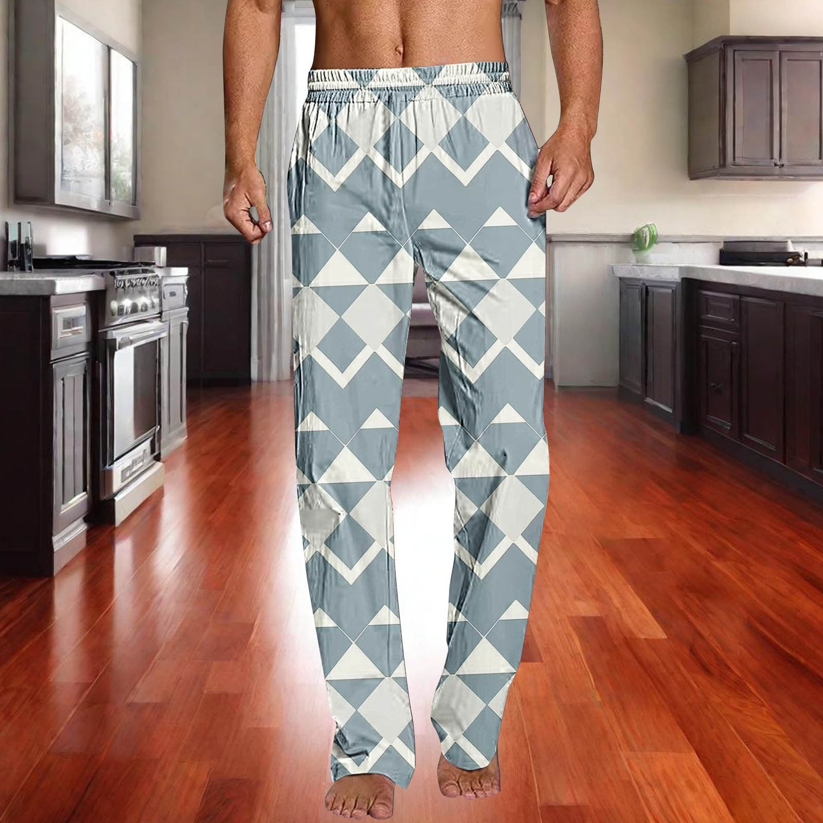 Elvqul Wrinkle-Resistant Pants for Men Light Blue Straight-Leg Pullover ...