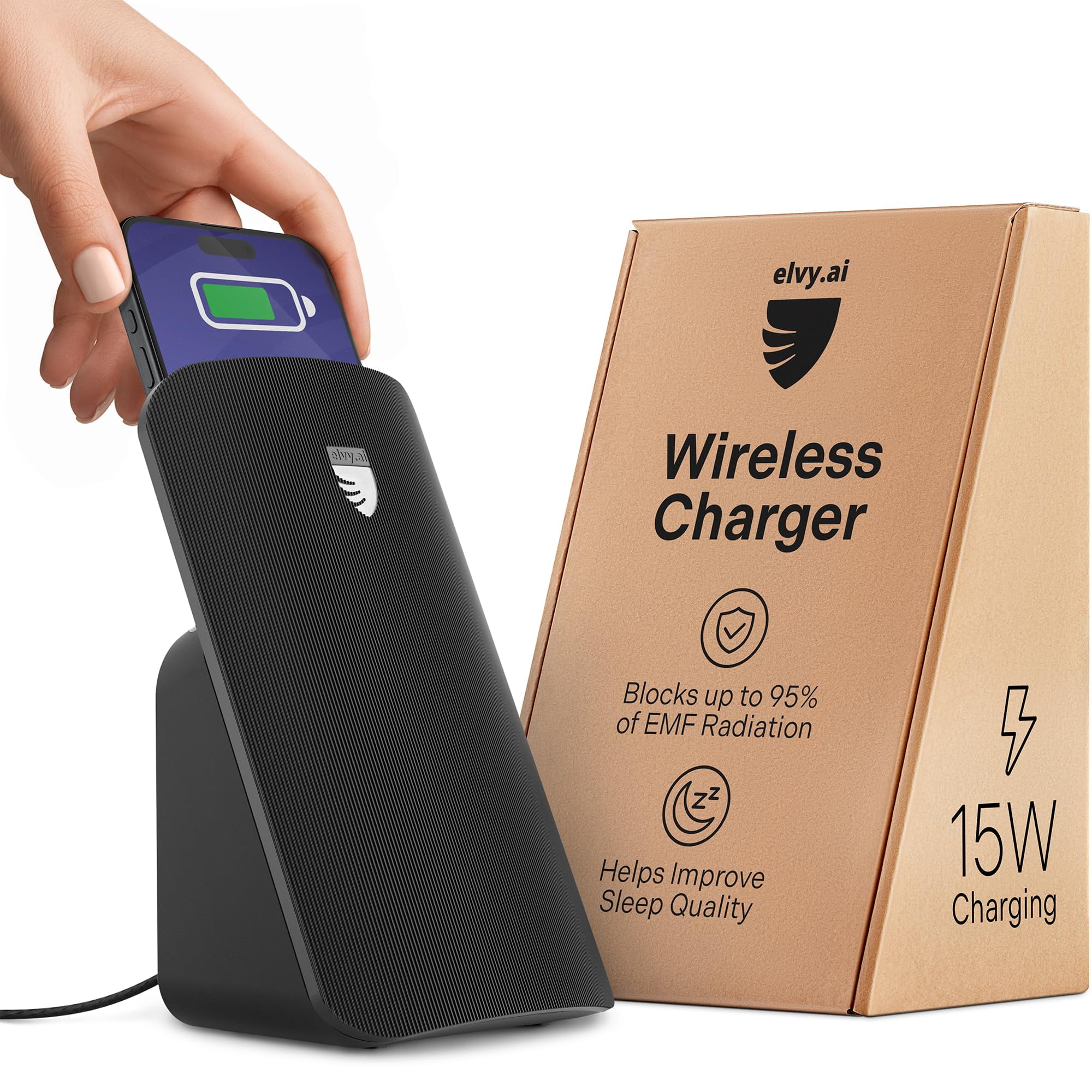 Elvy Fast Qi Wireless Charger for Cell Phones - Designed with EMF ...