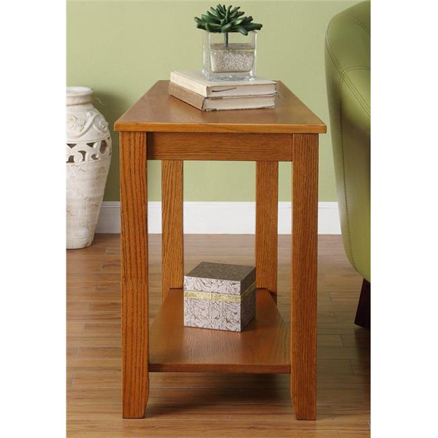Elwell Solid Wood Rectangular Wedge Chairside Table in Oak, Set of 2 ...