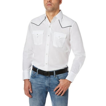 Ely Cattleman Men's Long Sleeve Solid Western Shirt - Walmart.com