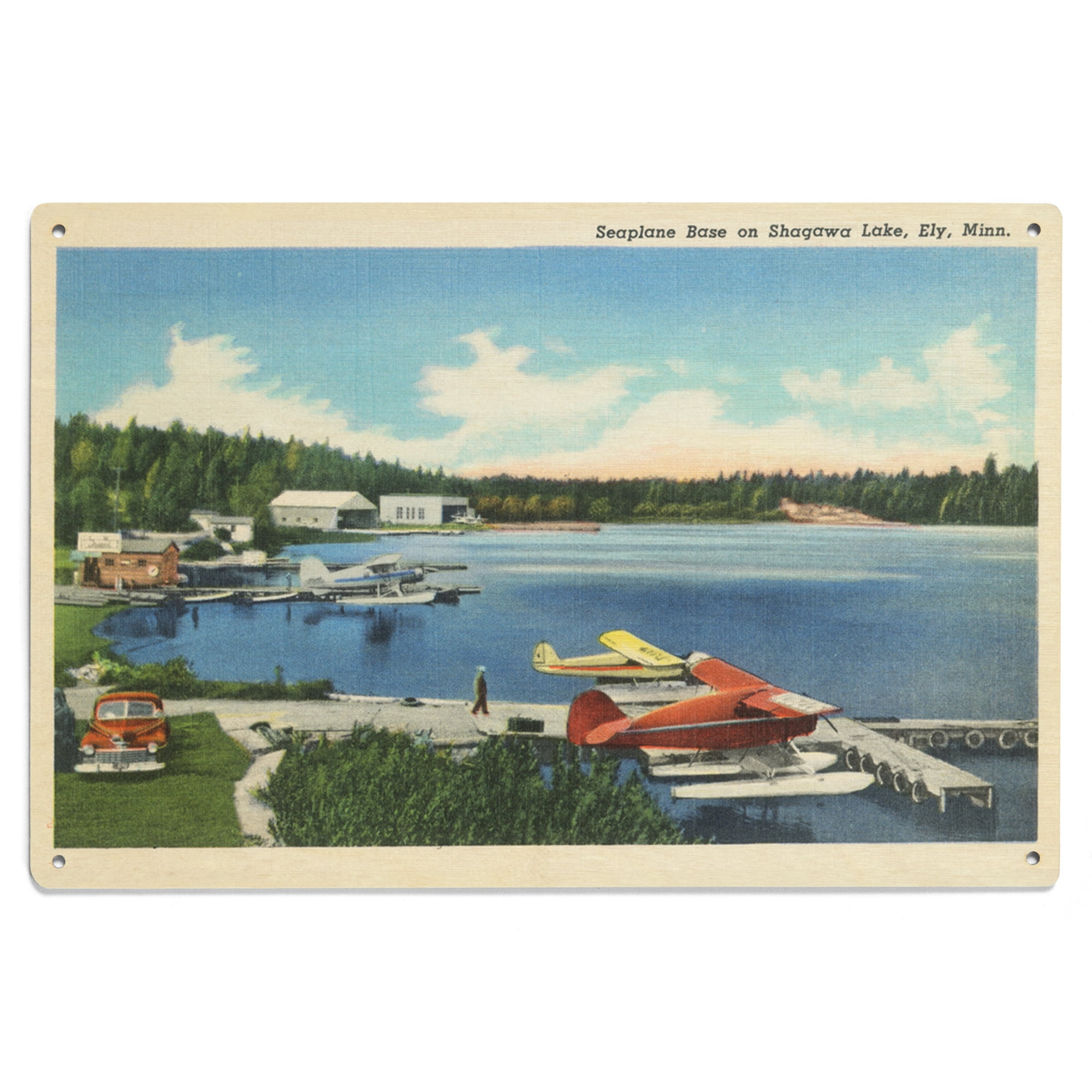 Ely, Minnesota, Aerial View of Seaplane Base on Shagawa Lake Birch Wood ...