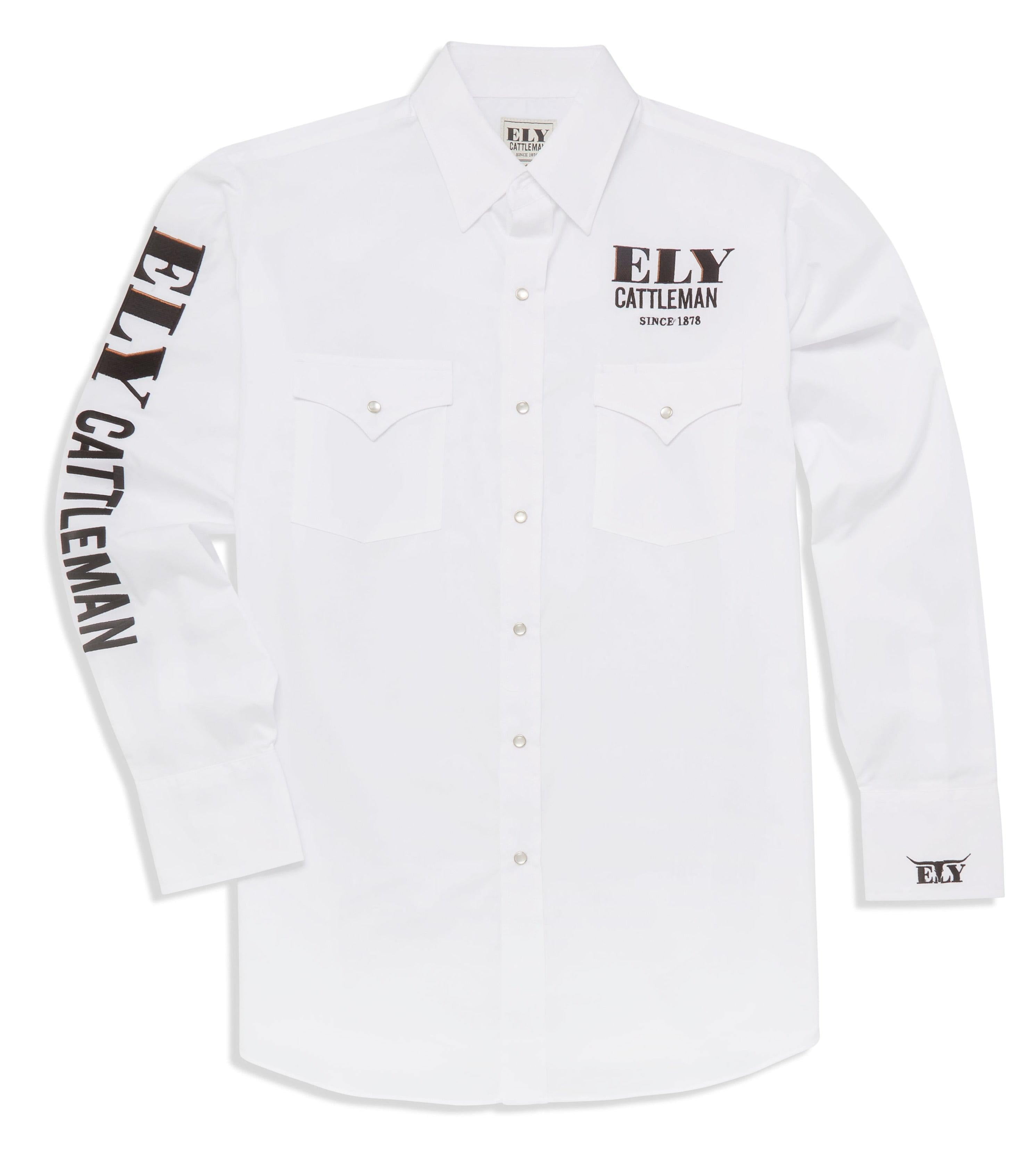 Ely Walker Men's Logo Embroidered Long Sleeve Pearl Snap Western Shirt ...