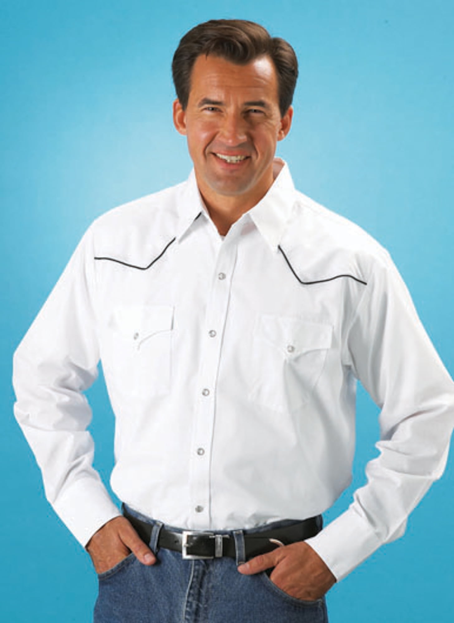 Ely & Walker Mens Solid White Western Shirt L/S Poly/Cotton Big 3XL ...