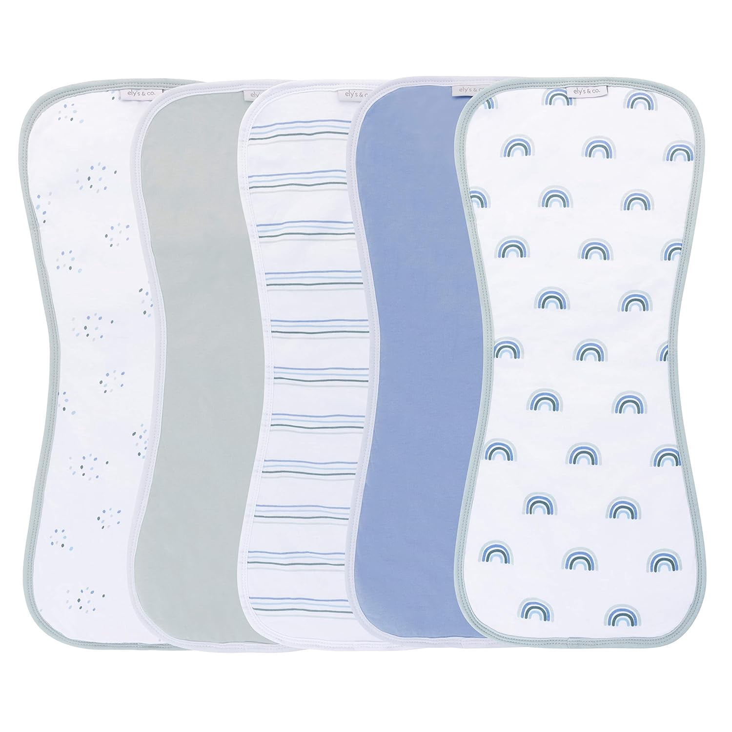 Ely's & Co. Baby Burp Cloths - 5pc Hourglass Shape With Extra Absorbent ...