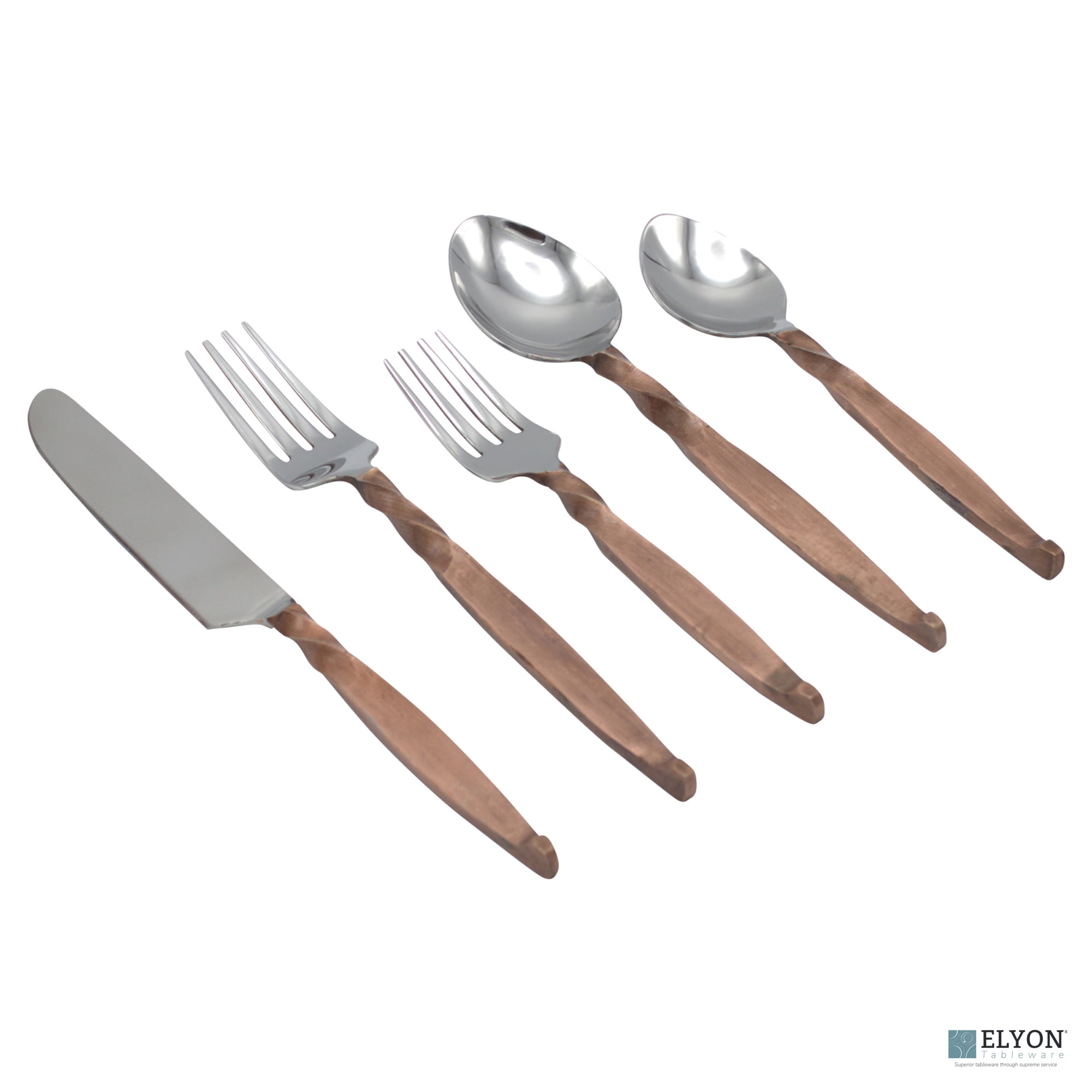 Elyon Rosman 20-Piece Reflective Hand-Forged Flatware Set, Stainless ...