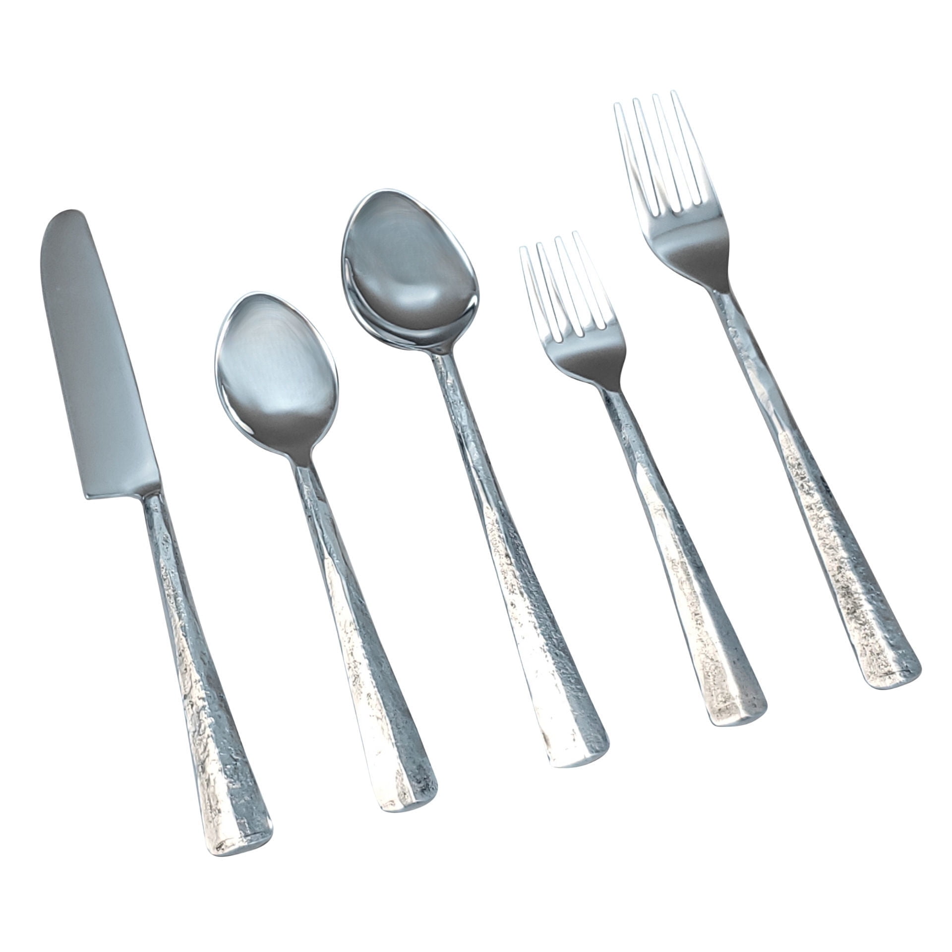 Elyon Seldon Reflective Silver 20 Piece Flatware Set Indian Artisan ...