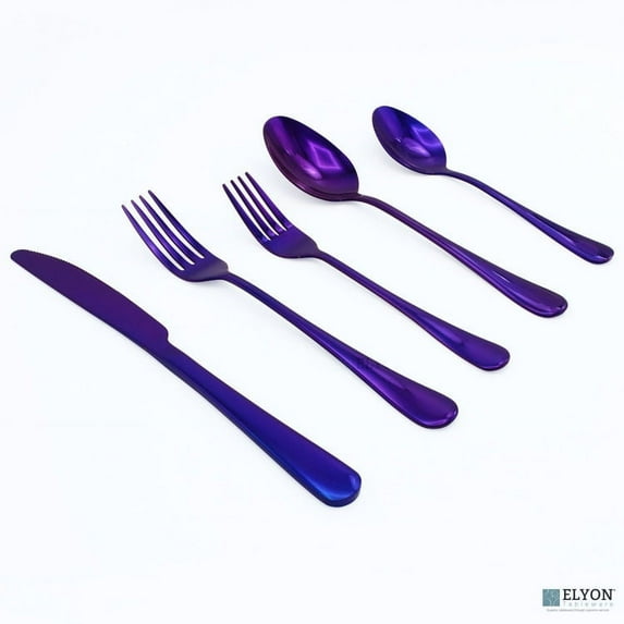 Elyon Tableware® 20-Piece Reflective Holographic Purple Flatware Set ...