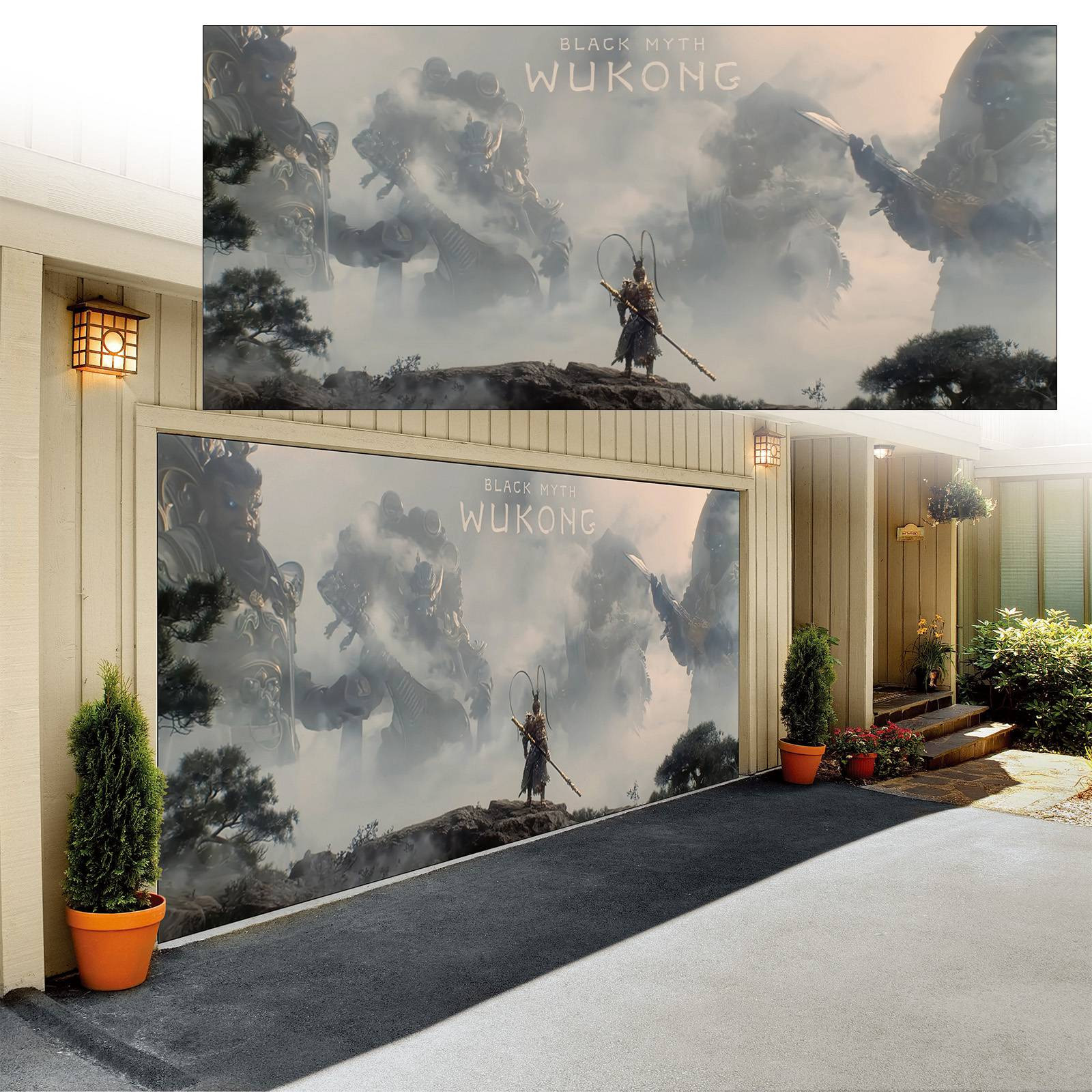 Elysia 180x400cm Garage Background Cloth With Black Mythological ...