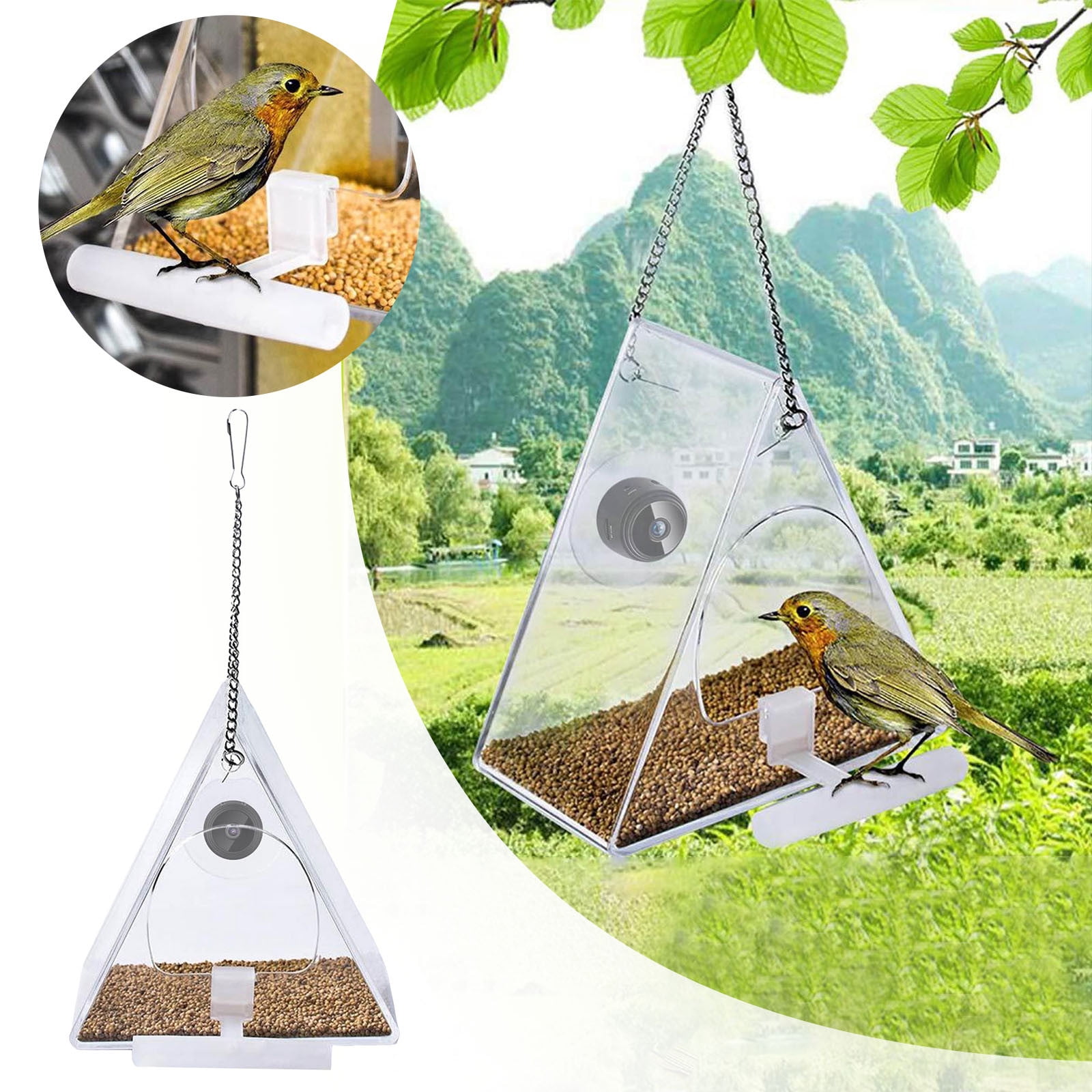 Elysia Bird Feeder With Camera Clear Window Bird Feeder With Suction ...