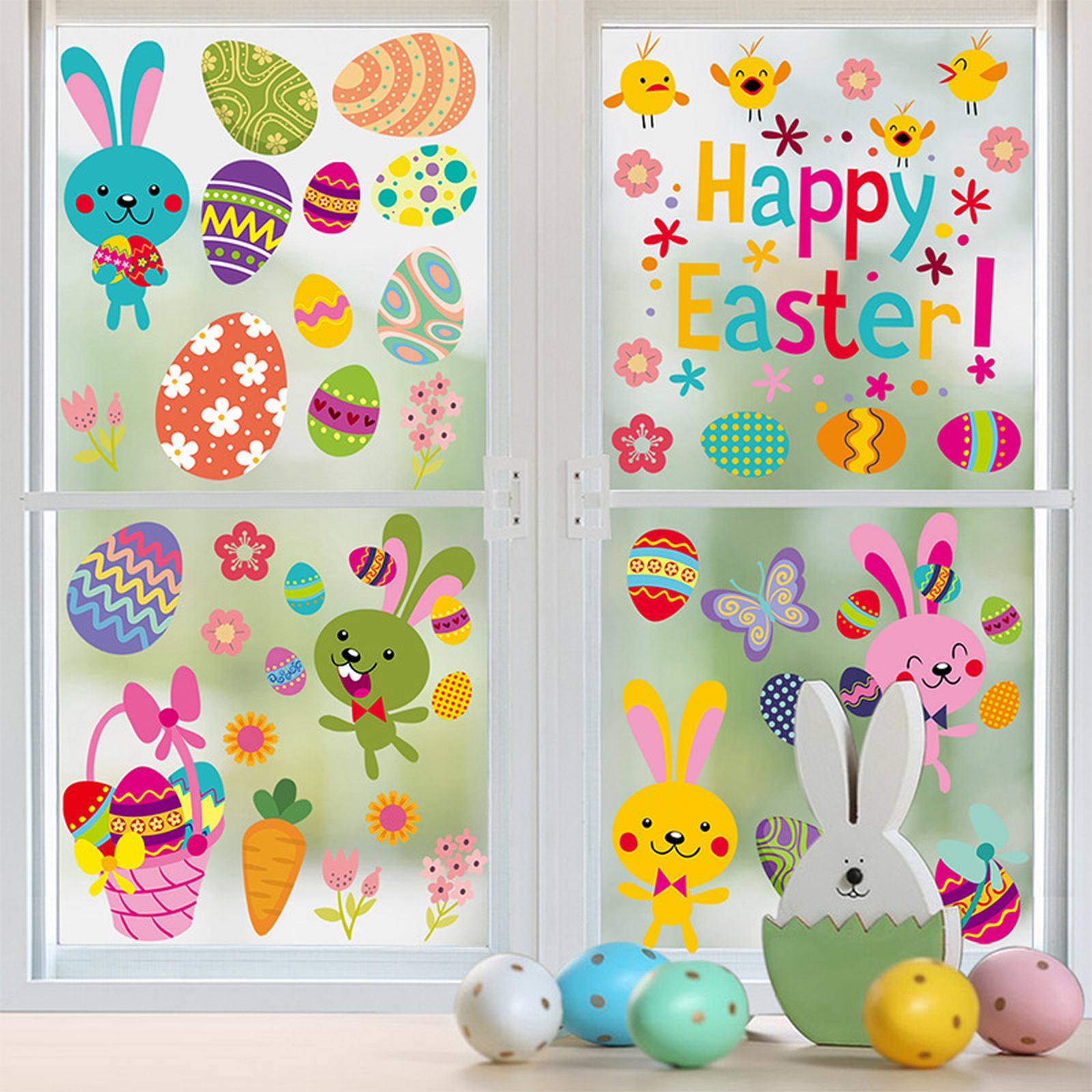 Elysia Blue Rabbit Egg Easter PVC Static Film Glass Window Sticker ...