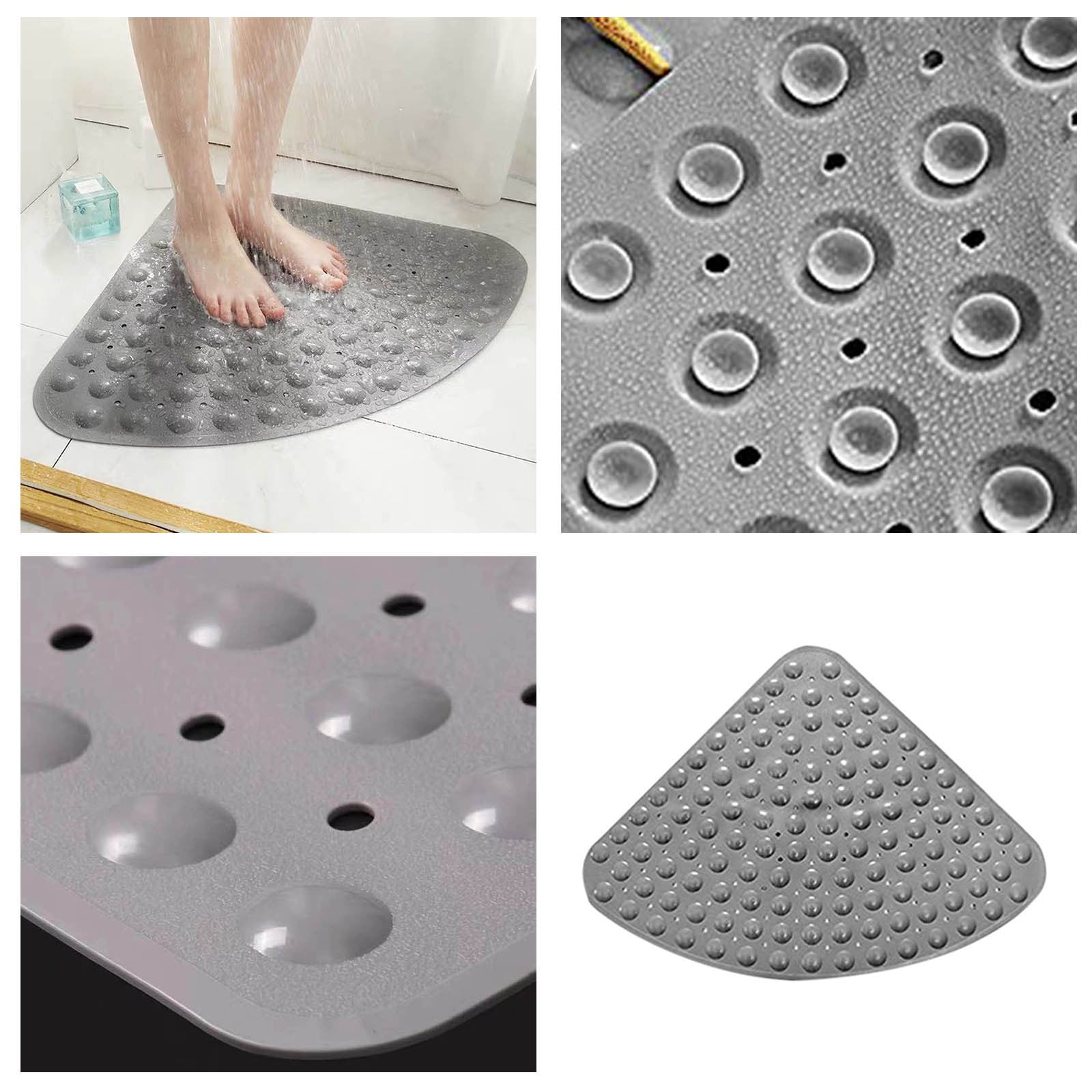 Elysia Corner Shower Mat PVC Shower Mat Quarter Circle Bath Mats With ...