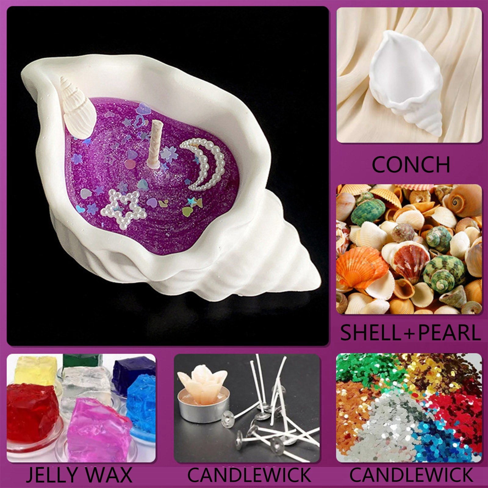 Elysia Creative Conch Scented Candle Non Natural Handmade Sea Fragrance ...