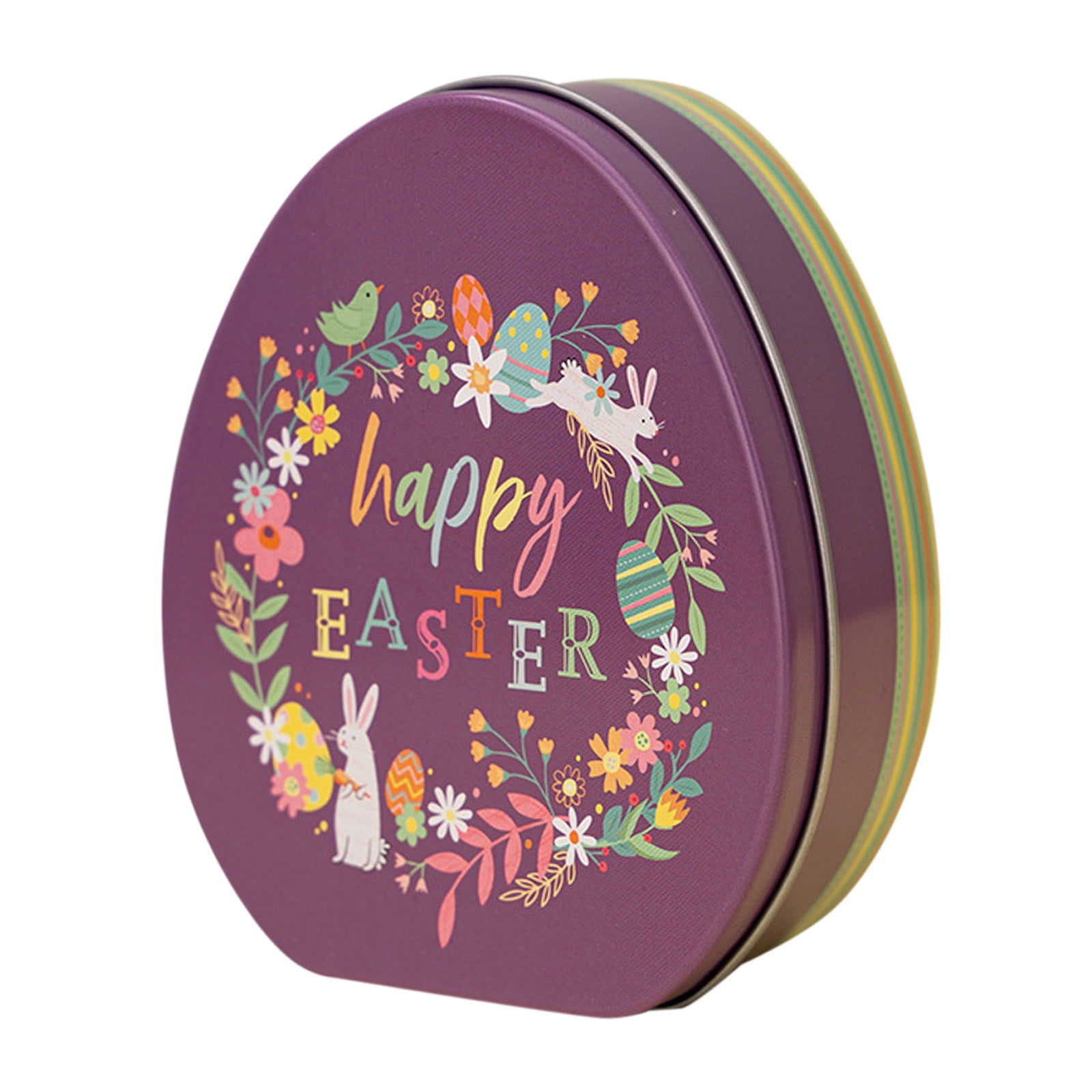 Elysia Easter Decorations Decorative Rabbit Flat Egg Shaped Tinplate ...
