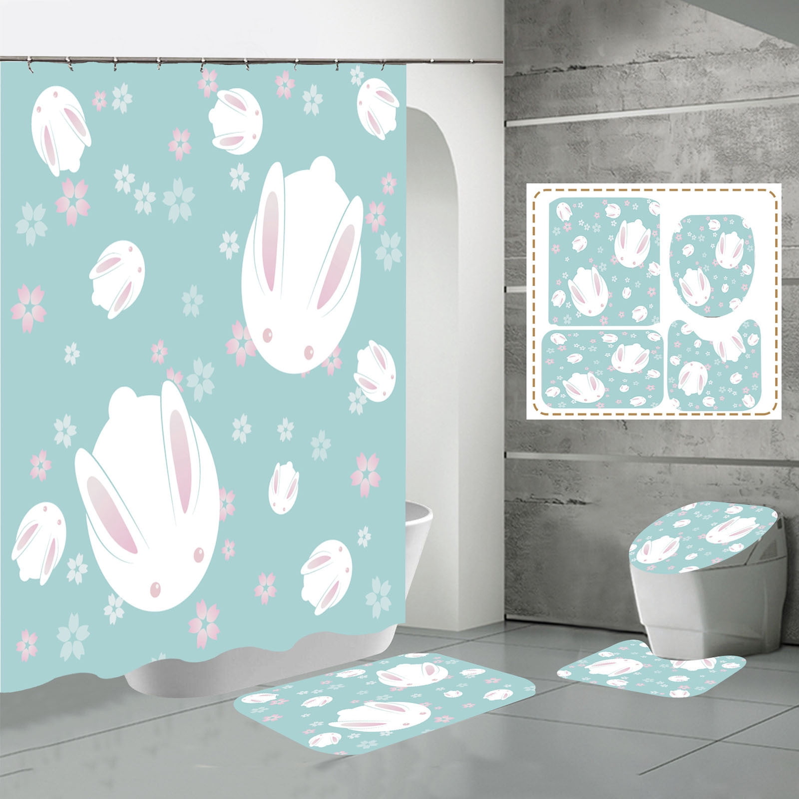 Elysia Easter Digital Print And Polyester Bathroom 4 Piece Set ...
