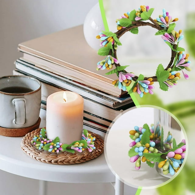 Elysia Easter Spring Colorful Decorative Wreath Berries Easter Candle ... Elysia Easter Spring Colorful Decorative Wreath Berries Easter Candle ...