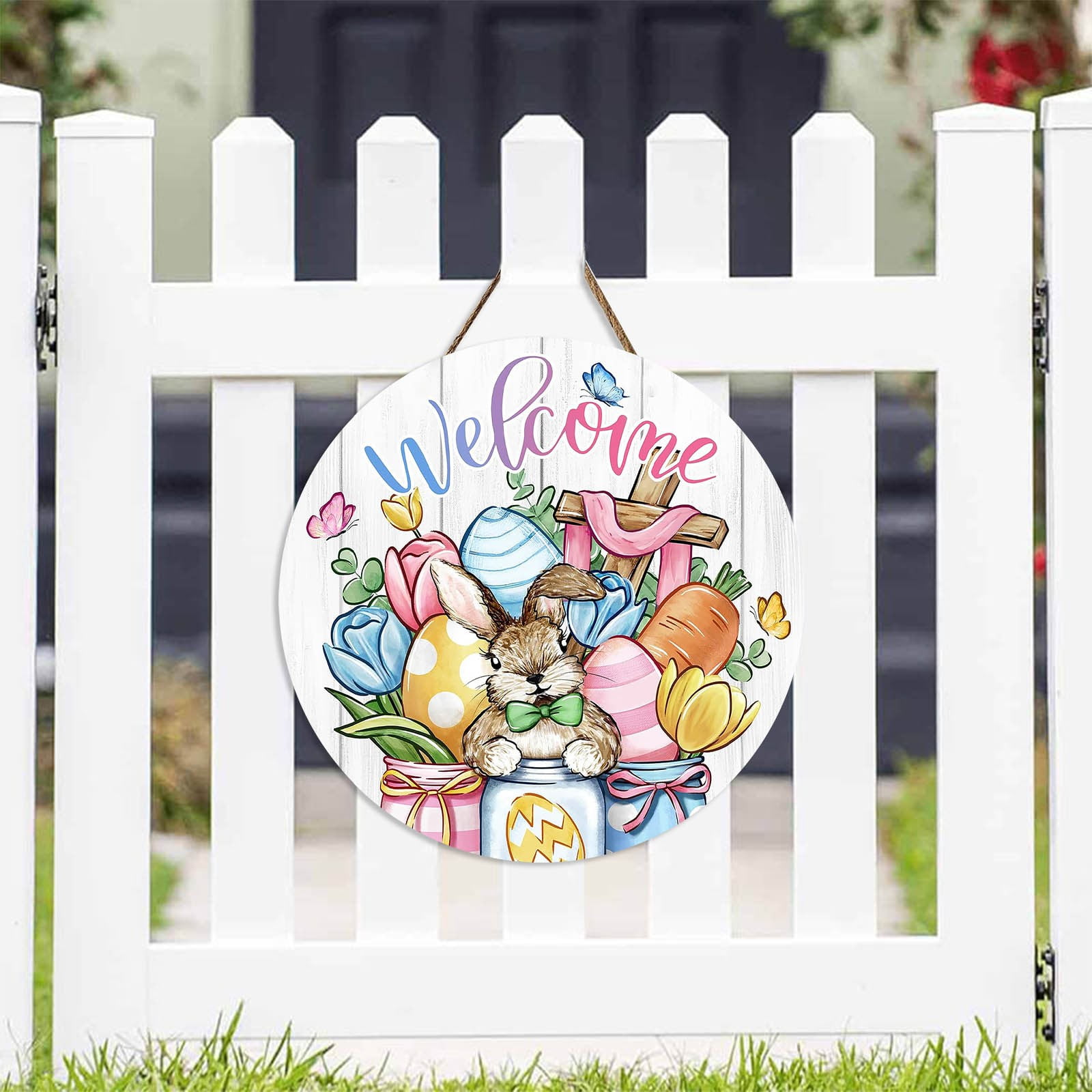 Elysia Fun Easter Decoration Easter Egg Bunny Wooden Door Hanging ... Elysia Fun Easter Decoration Easter Egg Bunny Wooden Door Hanging ...
