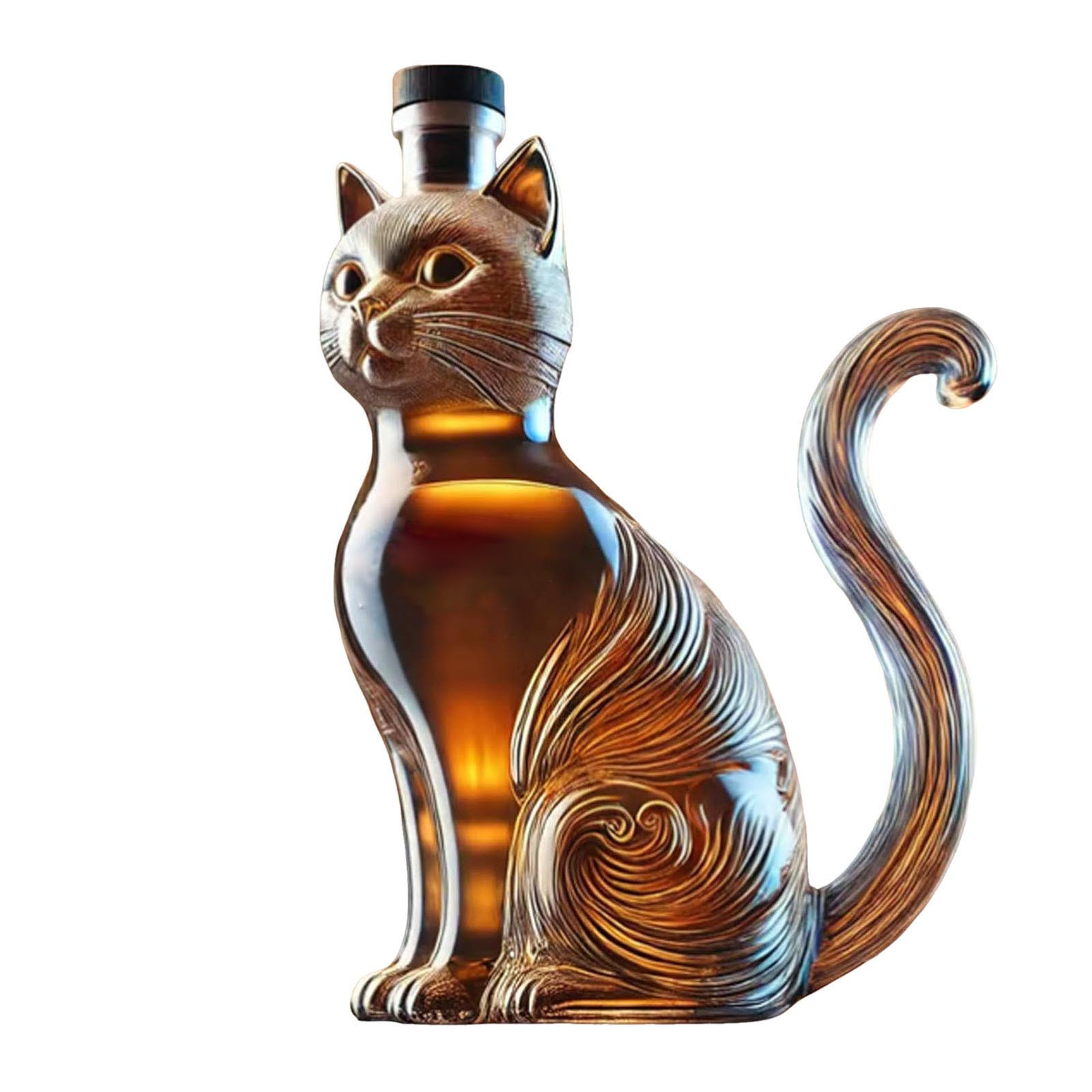 Elysia Funny Cat Bottle Unique Cat Glass Animal Bottle Bar Decoration ...