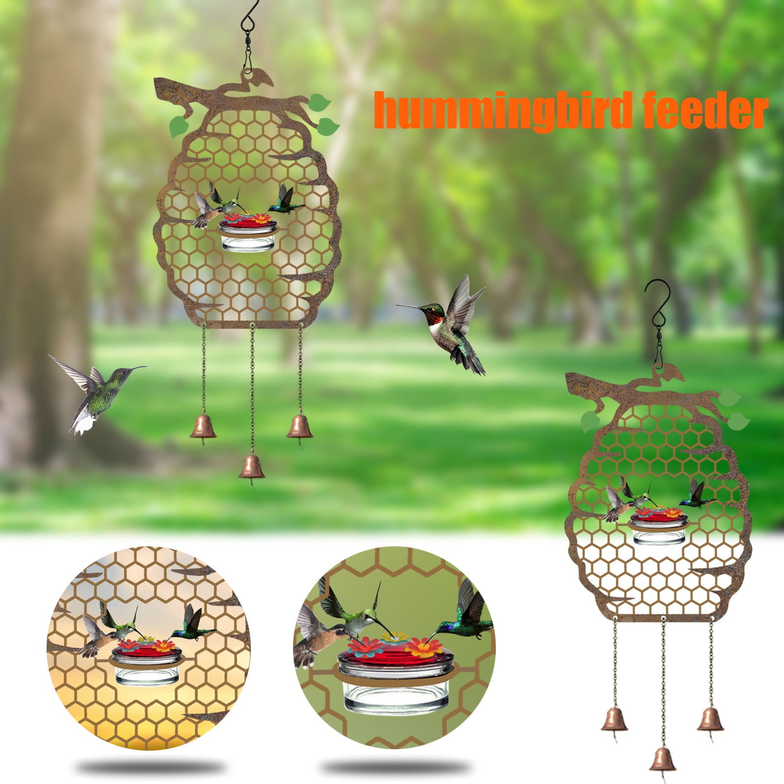 Elysia Hanging Honeycomb Shape Hummingbird Bird Feeder For Outdoors ...