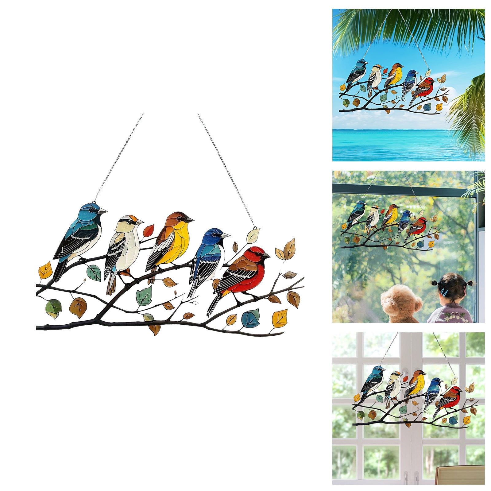Elysia Hummingbird Suncatcher Stained Glass Window Acrylic Bird Window ...