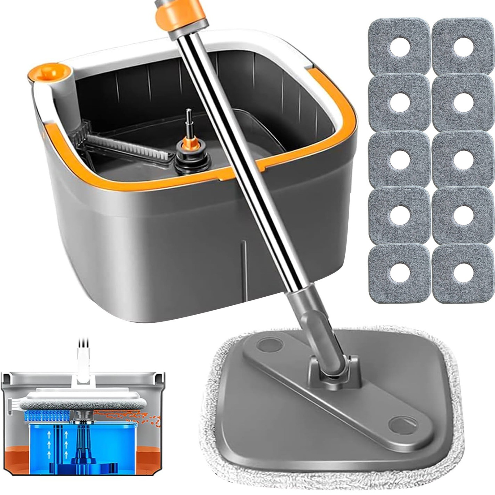 Elysia M16 Square Mop And Bucket Set With Microfibra Replaceable Mop ...