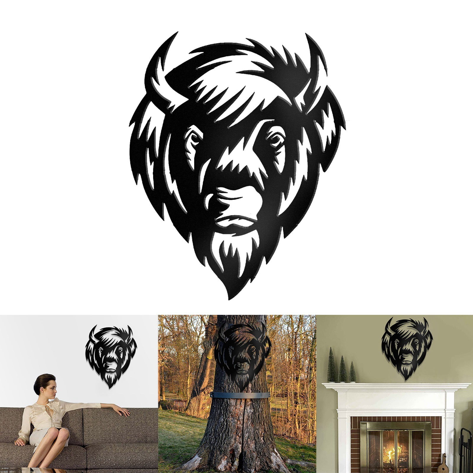 Elysia Metal Decorative Front Door Bull Head Hanging Sign Metal Wall ...