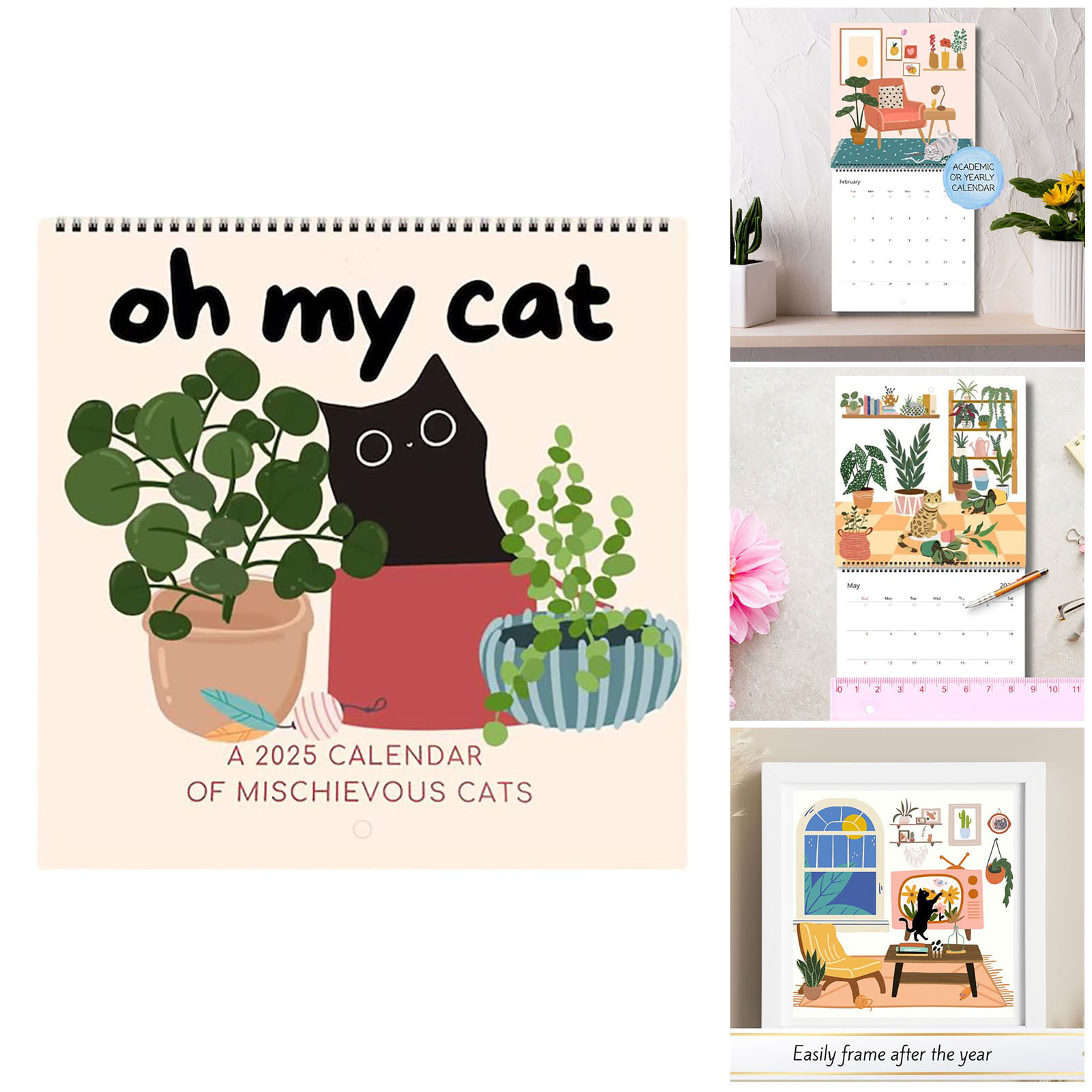 Elysia Mischievous Cats 2025 Wall Calendar A Year Of Feline Antics Whimsical Full Color ...