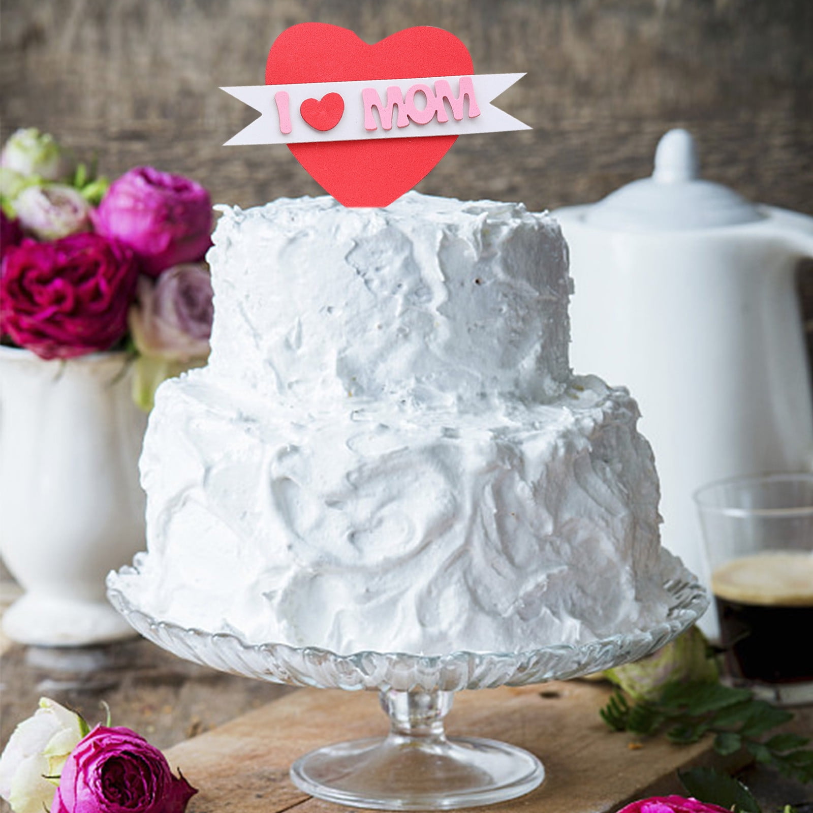 Elysia Mother's Day Cake Decoration Three Pearl Butterfly Insert Mother ...