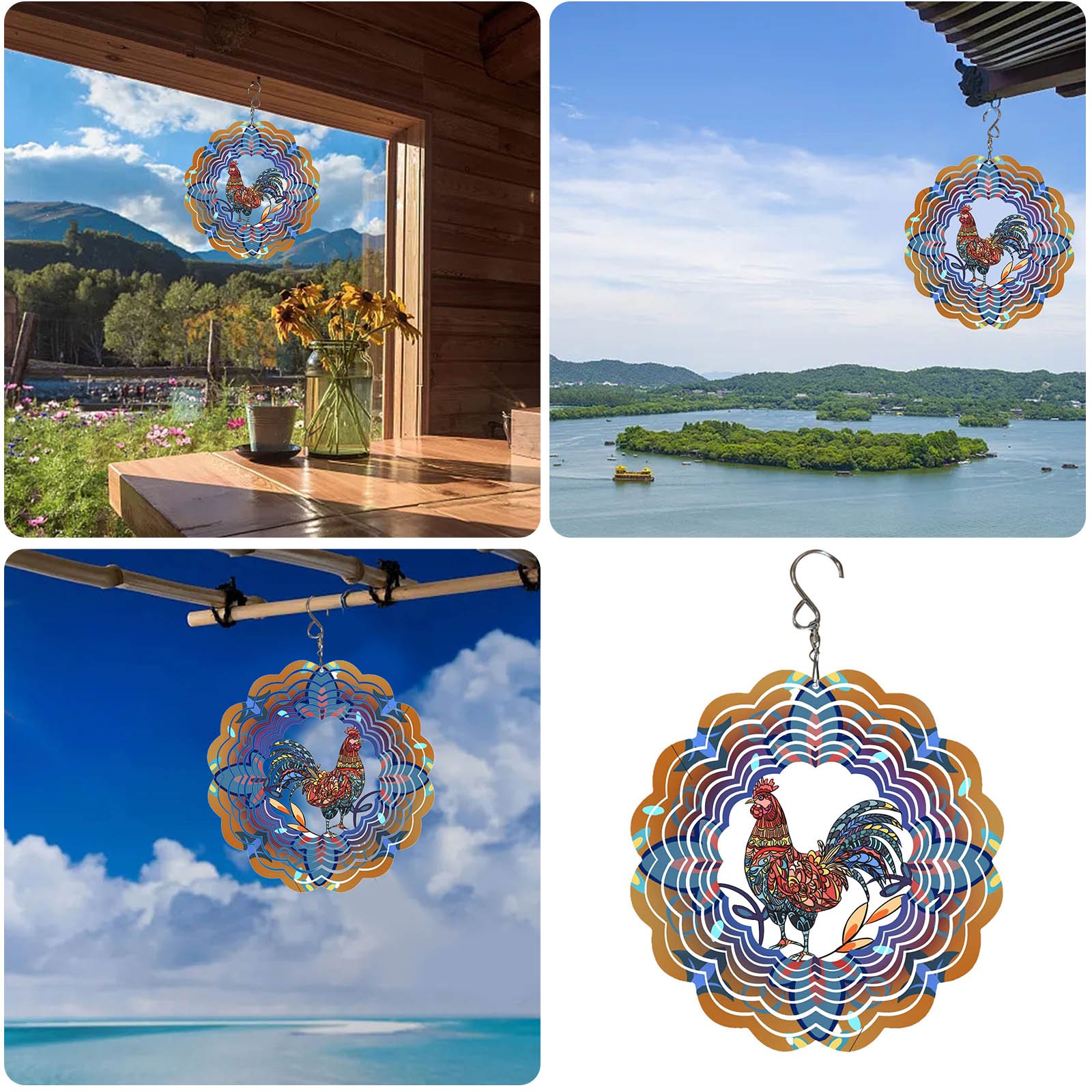Elysia New Animal Wind Pendant Outdoor Patio Garden Decoration Rooster ...