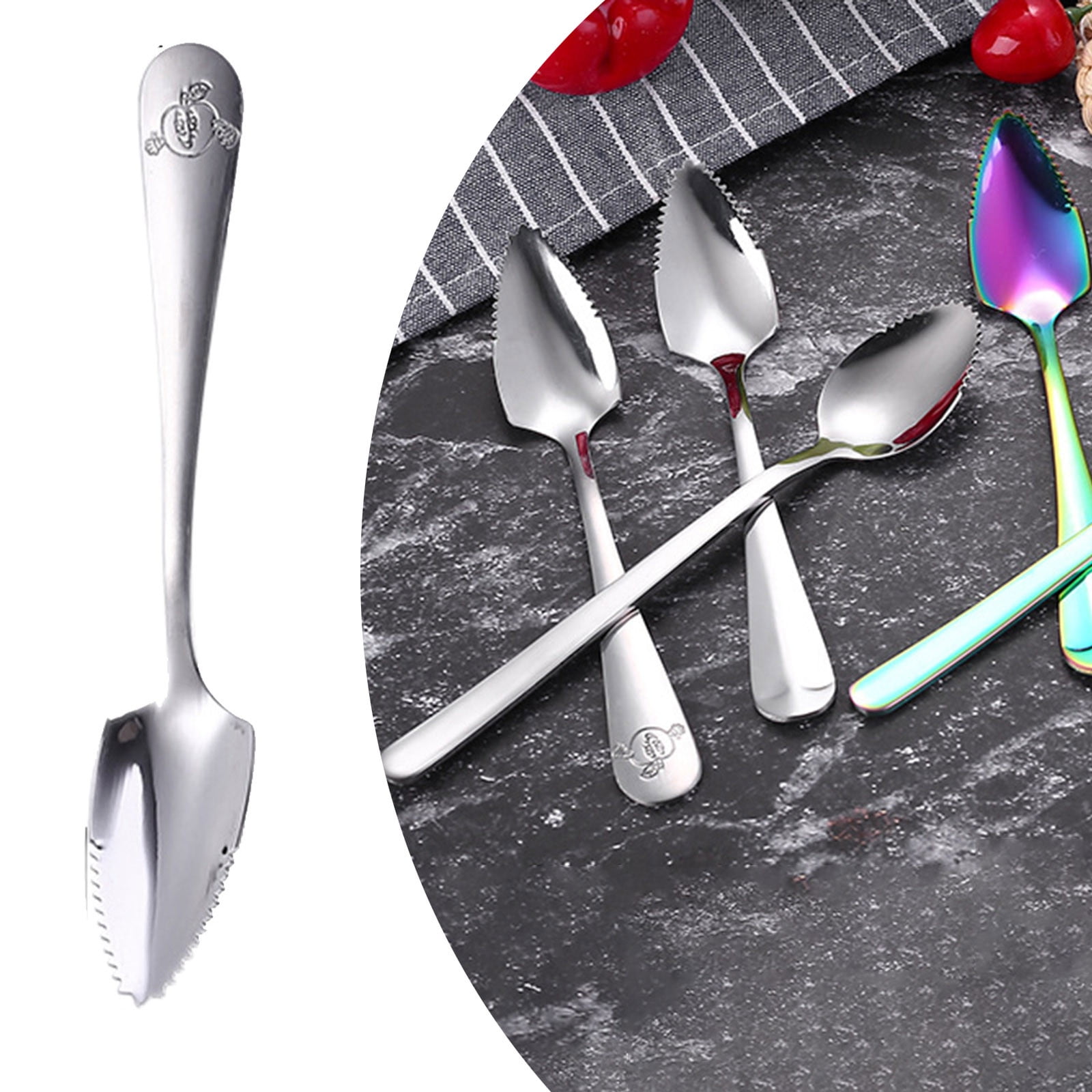 Elysia Serrated Stainless Steel Fruit Spoon Puree Baby Fruit Tool ...