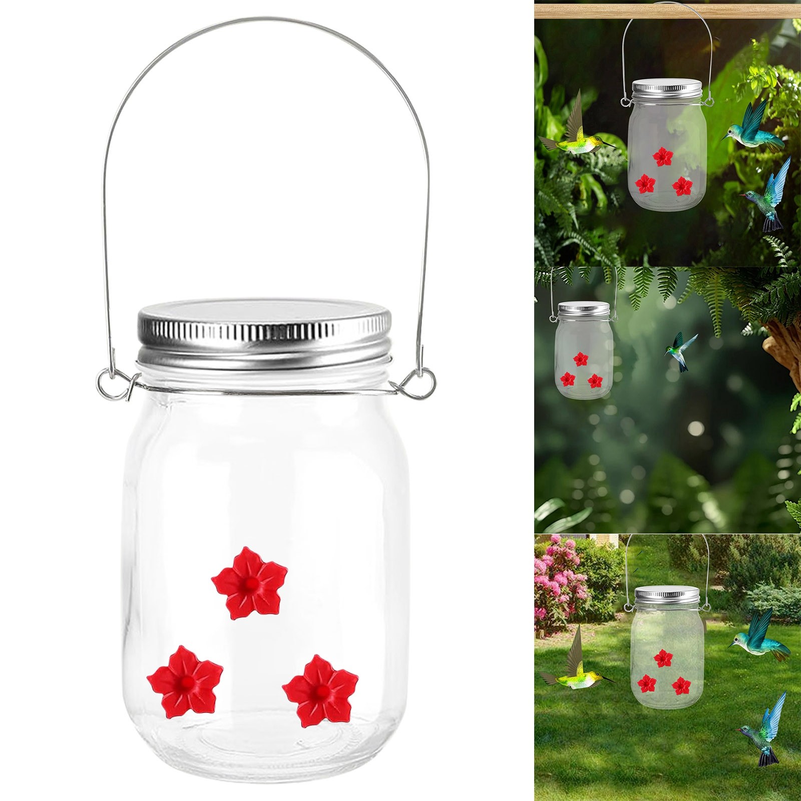 Elysia Small Bird Feeder Jar Hummingbird Feeder Top Filler Bird Feeder ...